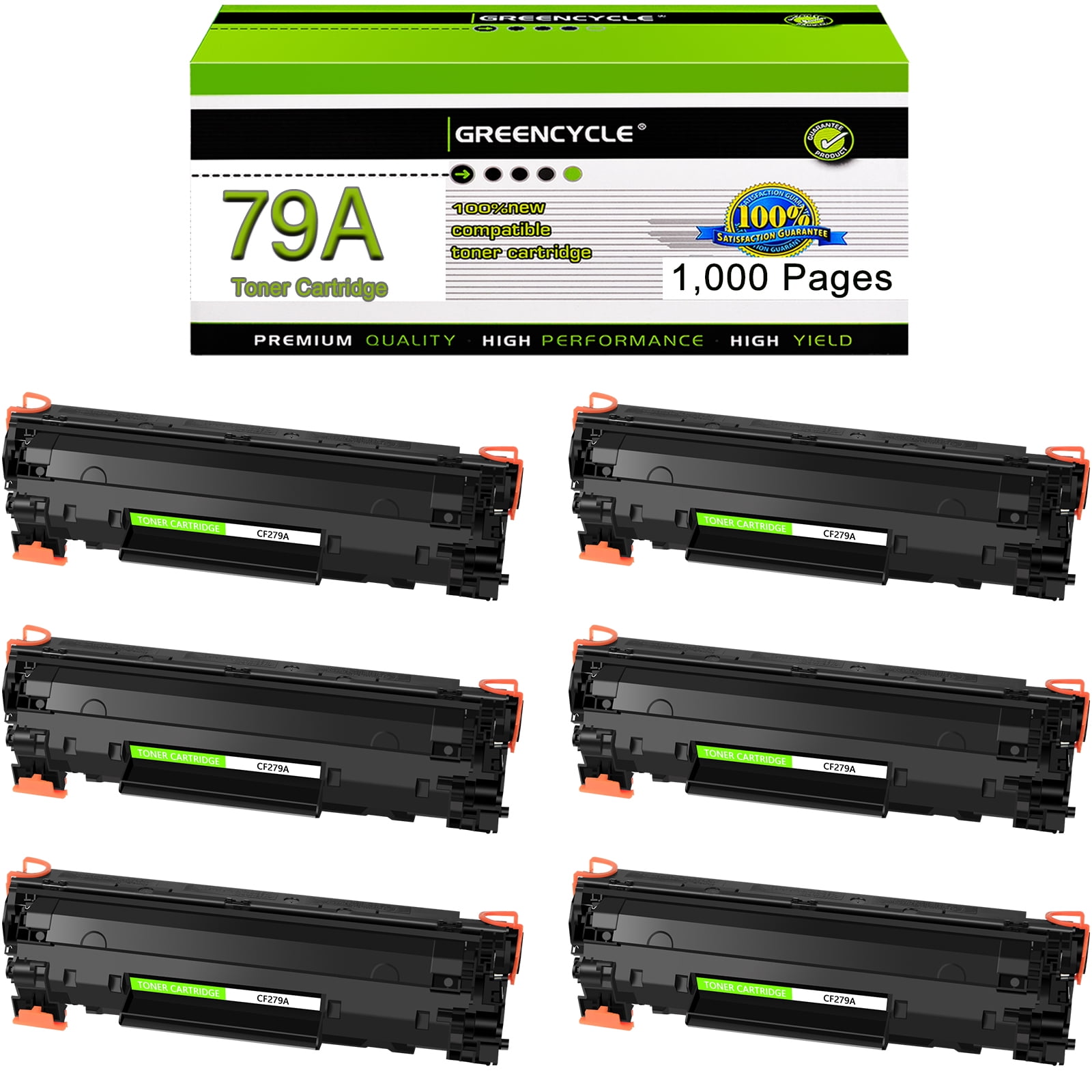 GREENCYCLE 6 Pack Compatible for HP 79A CF279A Black Toner Cartridge ...
