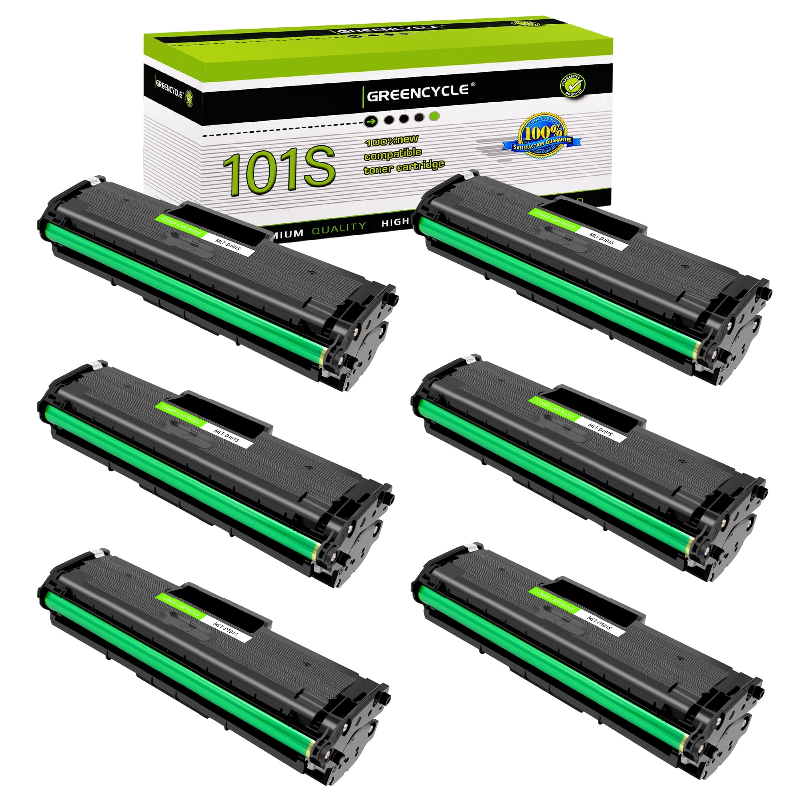 GREENCYCLE 6 Pack Compatible for Samsung MLT-D101S 101S Black Toner Cartridge Replacement with ...