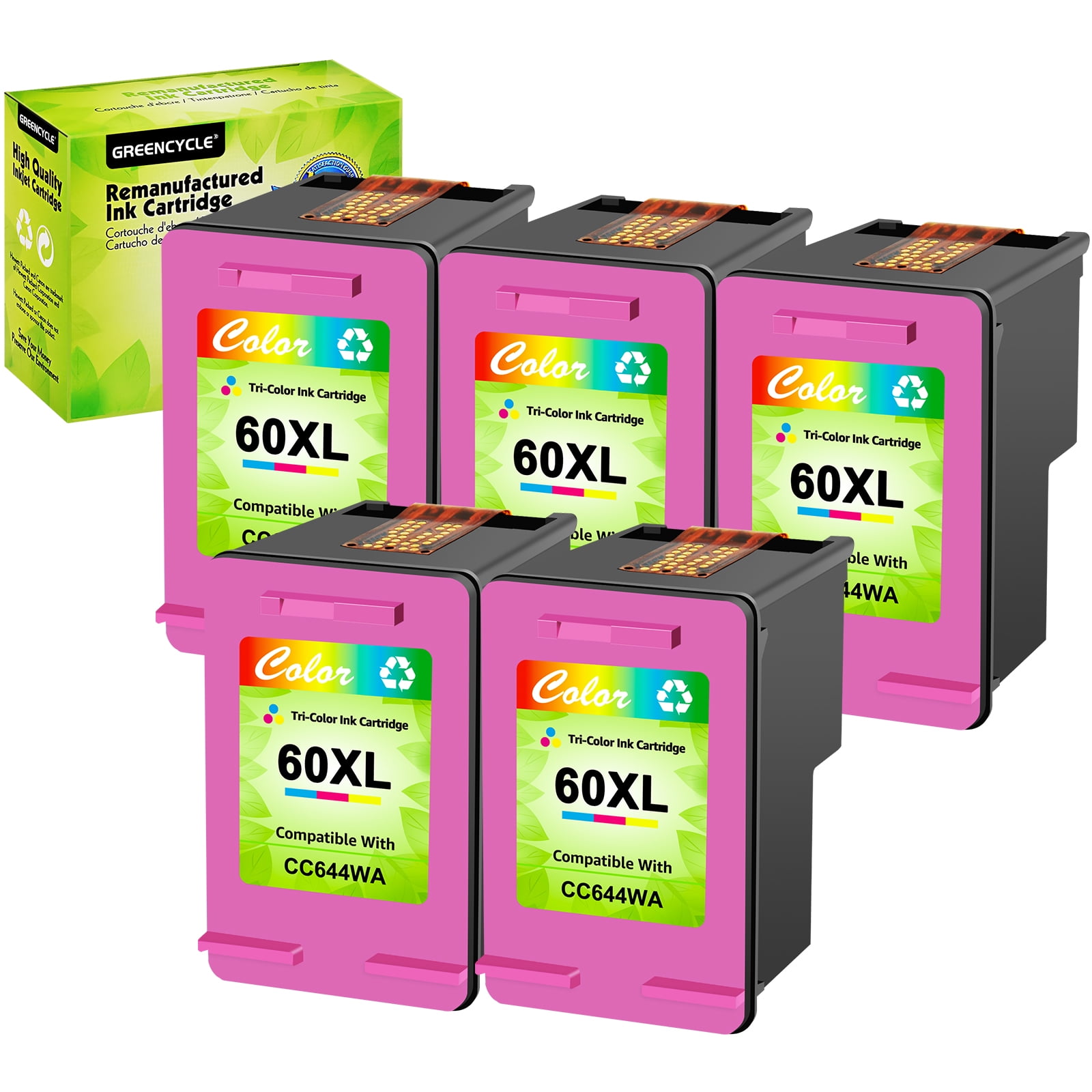 GREENCYCLE 60XL Ink Cartridges Replacement for HP High Yield 60 XL ...