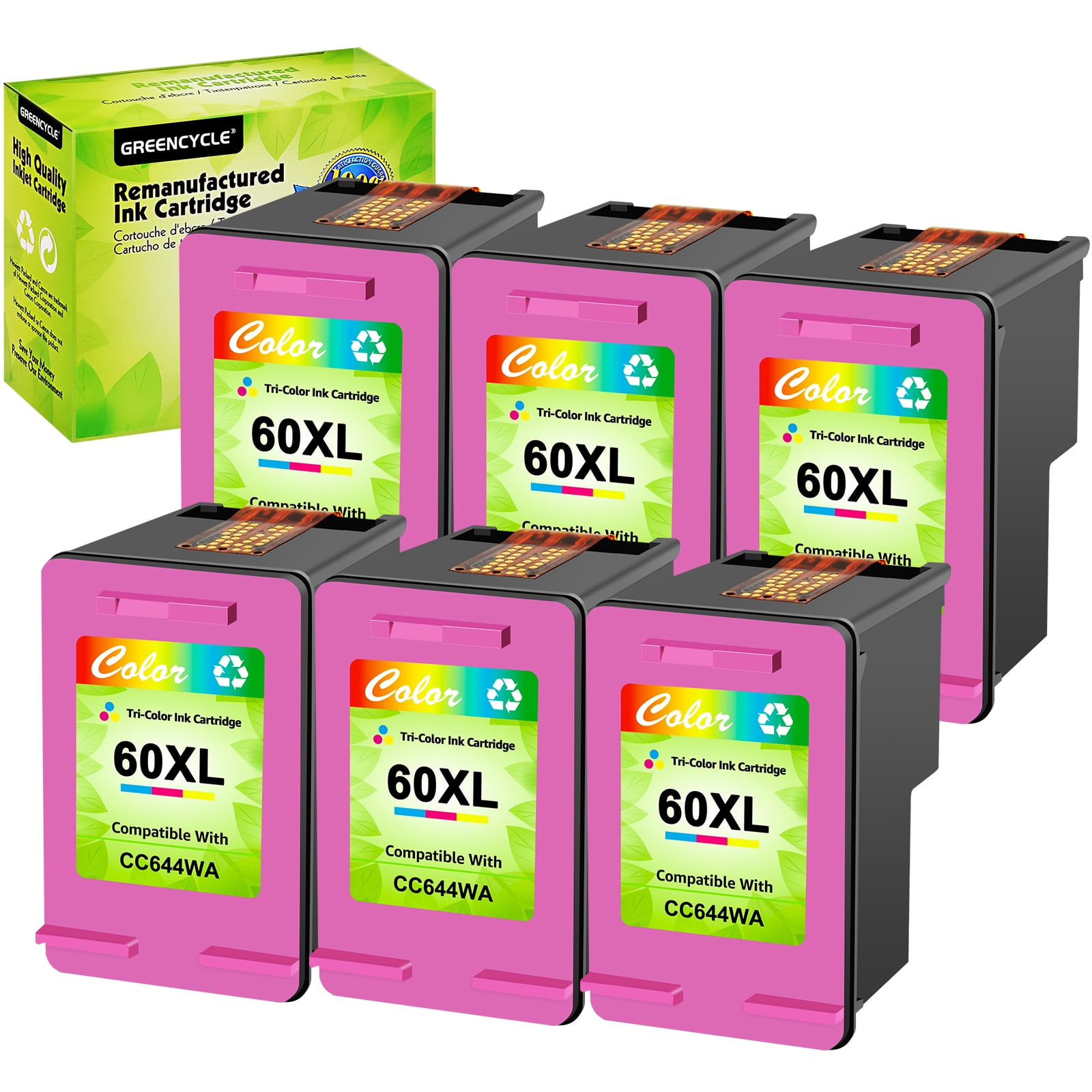 GREENCYCLE 60XL Ink Cartridges Replacement for HP High Yield 60 XL ...