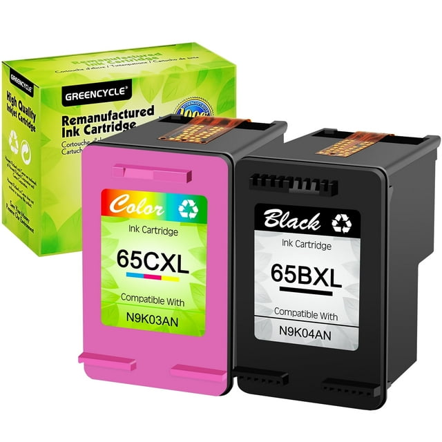 GREENCYCLE 65XL ink cartridges combo pack Replacement for HP High Yield 65 XL Compatible with ...