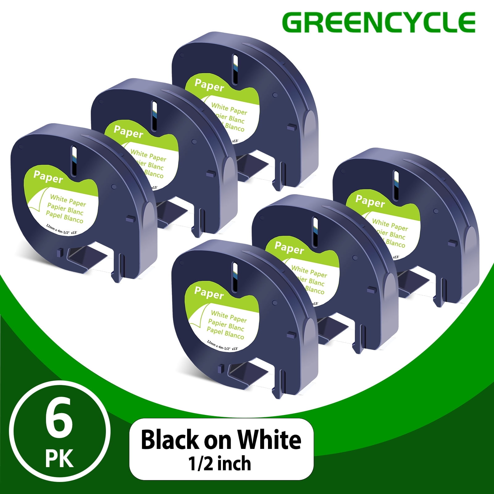 "GREENCYCLE Compatible Dymo LetraTag 91330 1/2"" 12mm Black on White ...