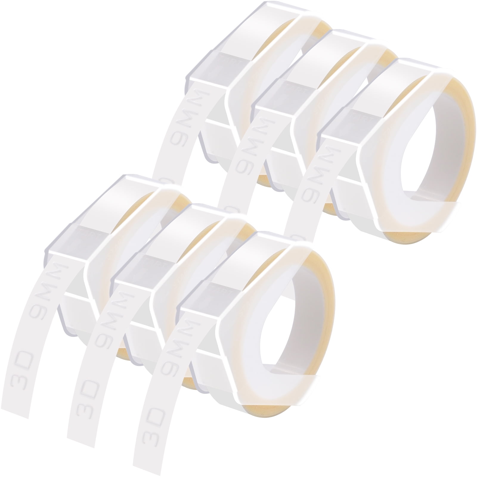 GREENCYCLE 6PK Compatible for Dymo 3D Plastic Embossing Labels 520101 White on Clear Label Tape ...