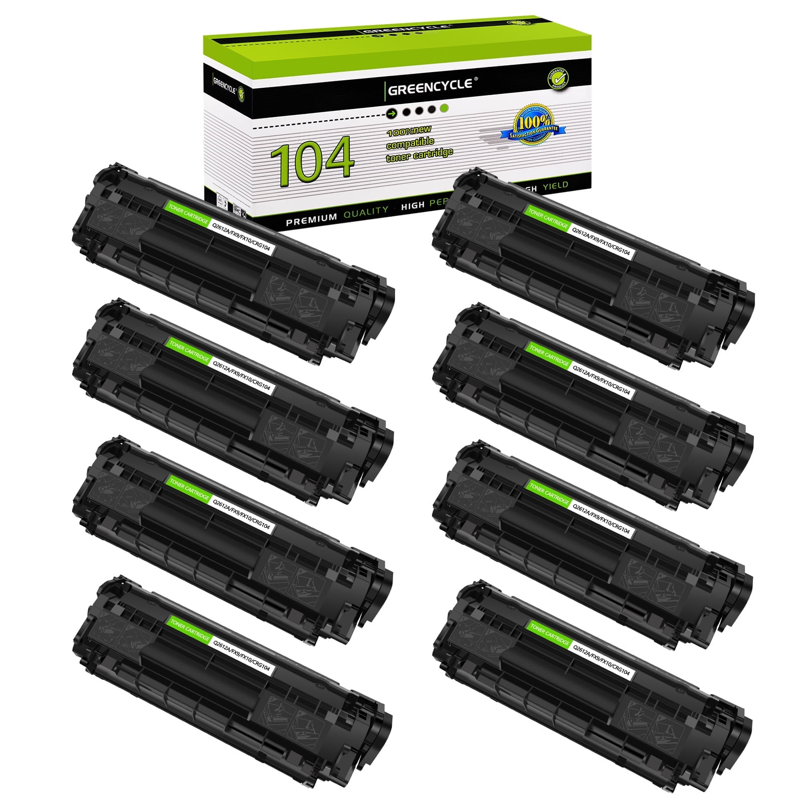 GREENCYCLE 8 Pack CRG104 Compatible Black Toner Cartridge Replacement ...