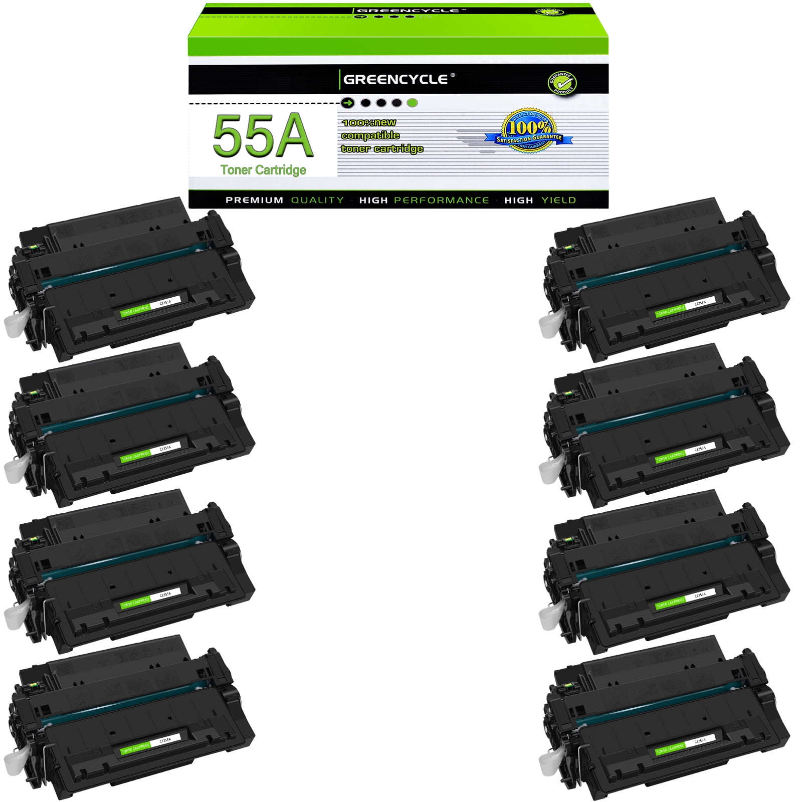 GREENCYCLE 8 Pack Compatible for HP 55A CE255A Black Toner Cartridge ...