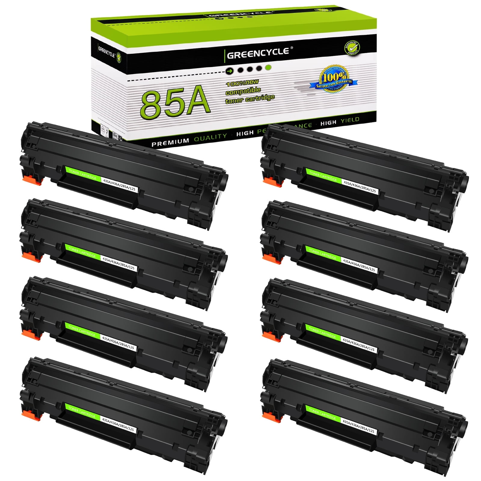 GREENCYCLE 8 Pack Compatible HP 85A CE285A Black Toner Cartridge ...
