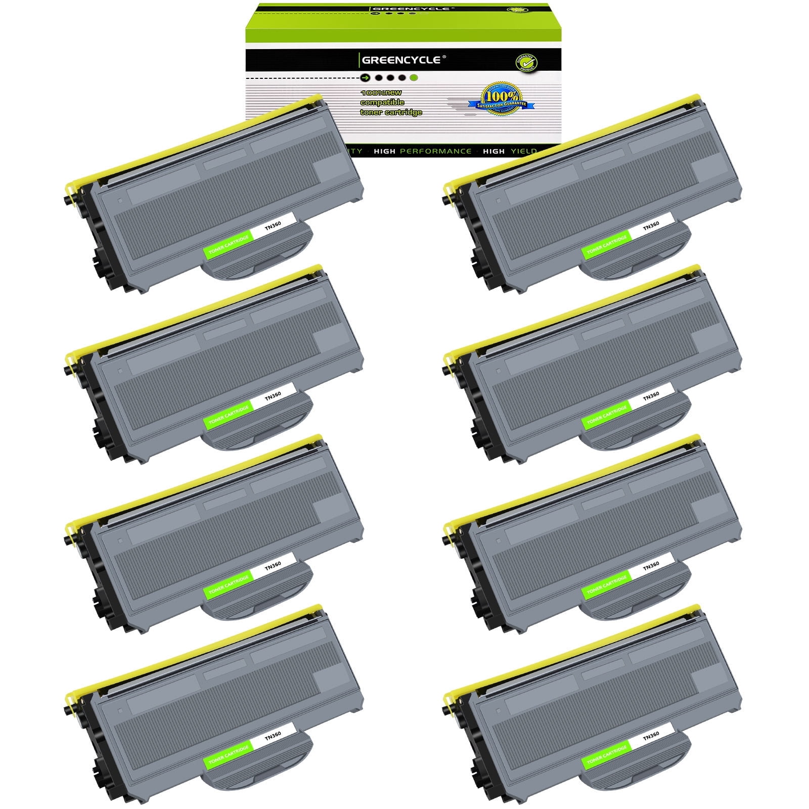 GREENCYCLE 8 Pack Compatible for Brother TN360 TN330 Black Toner ...
