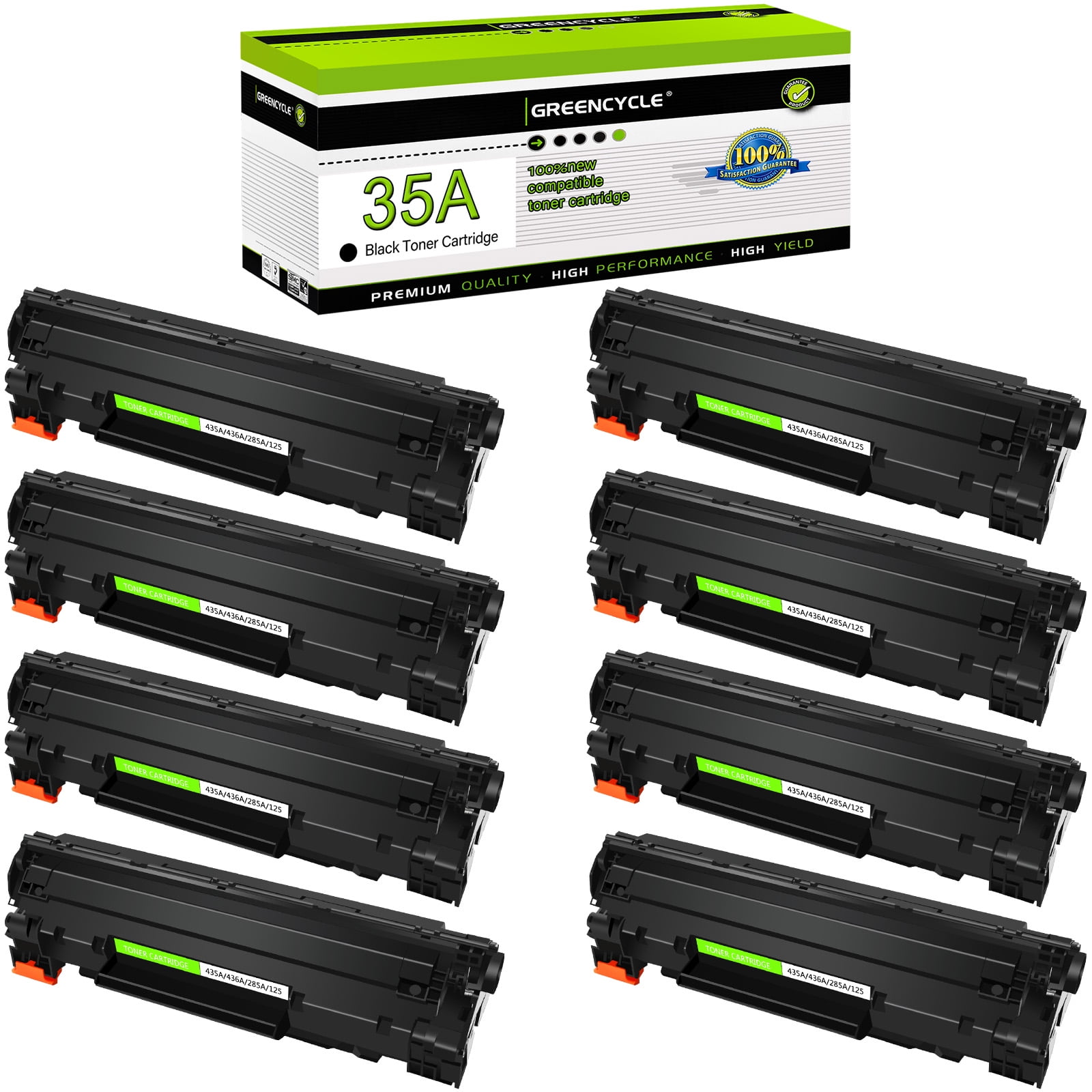 GREENCYCLE 8 Pack Compatible for HP 35A CB435A Black Toner Cartridge ...