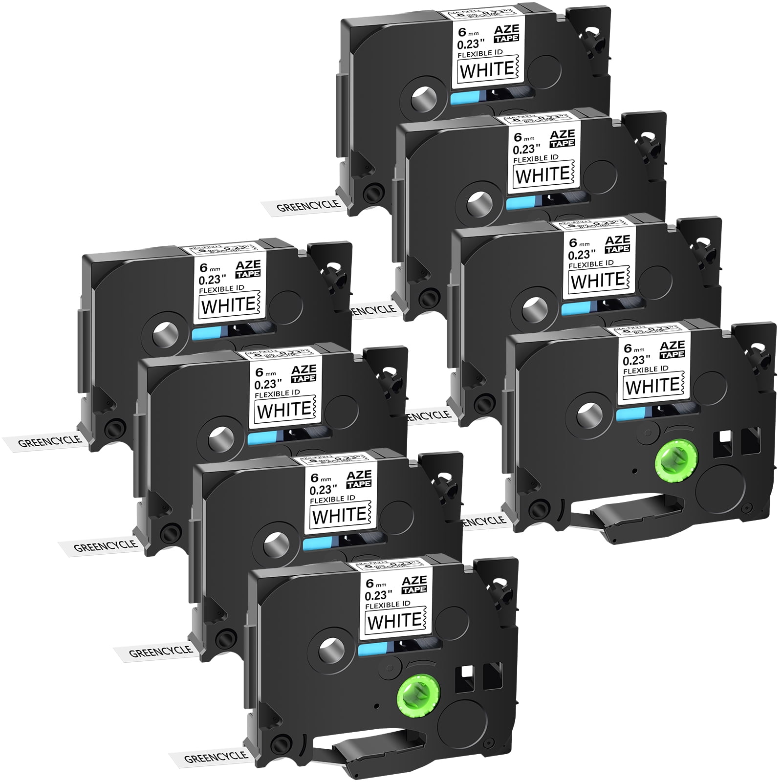 GREENCYCLE 8PK Compatible for Brother P-touch 6mm x 8m Black on White ...