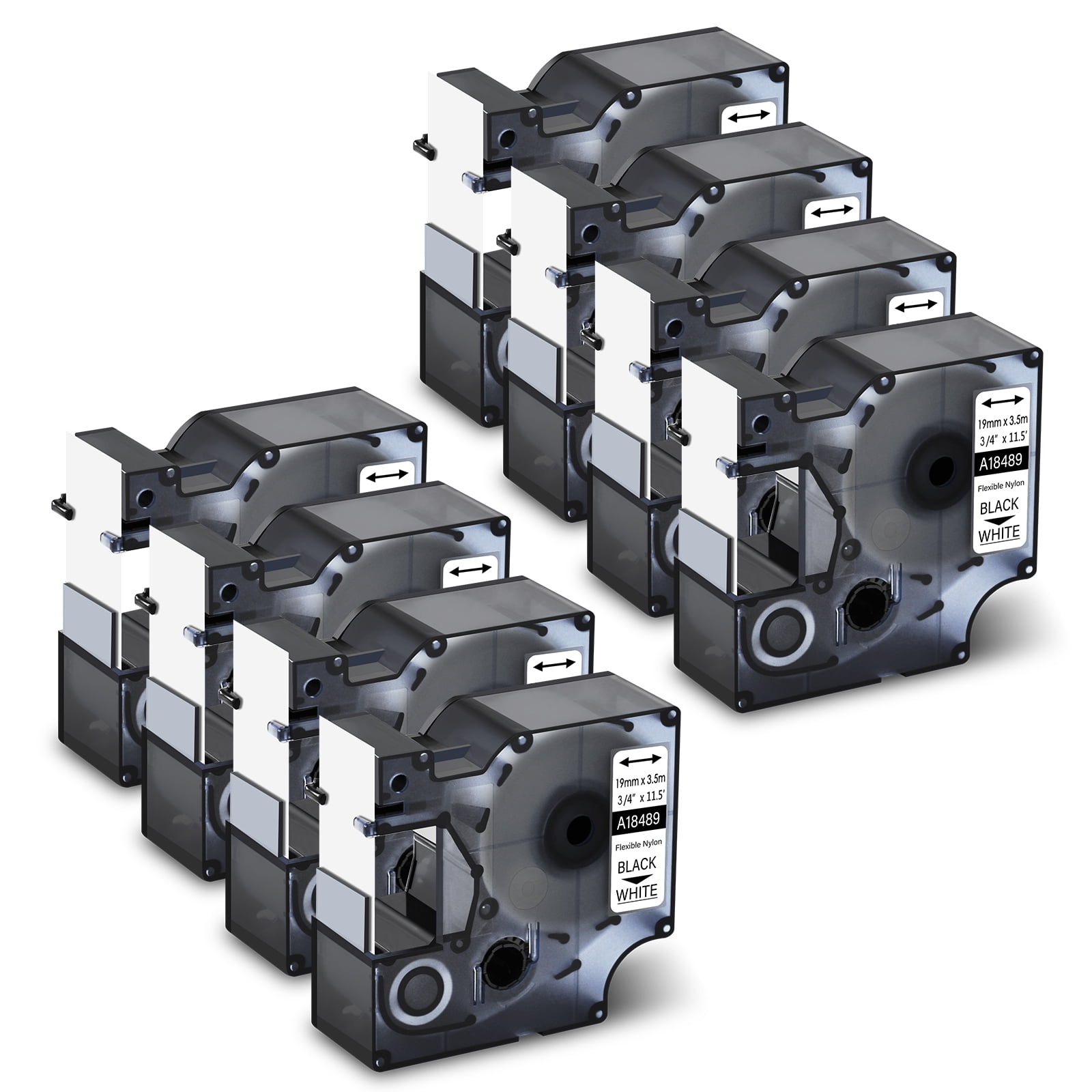 GREENCYCLE 8PK Compatible for DYMO 18489 19mm 3/4" Black on White ...