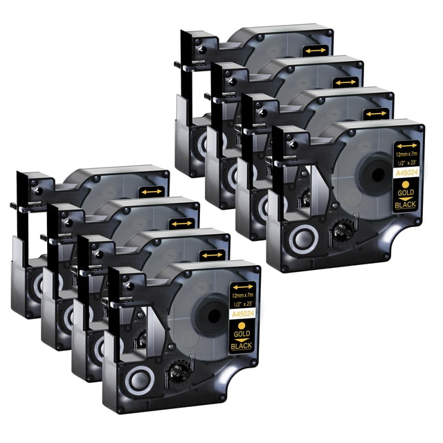 GREENCYCLE 8PK Compatible for DYMO D1 Label Tape 45024 12mm 7m Gold on ...