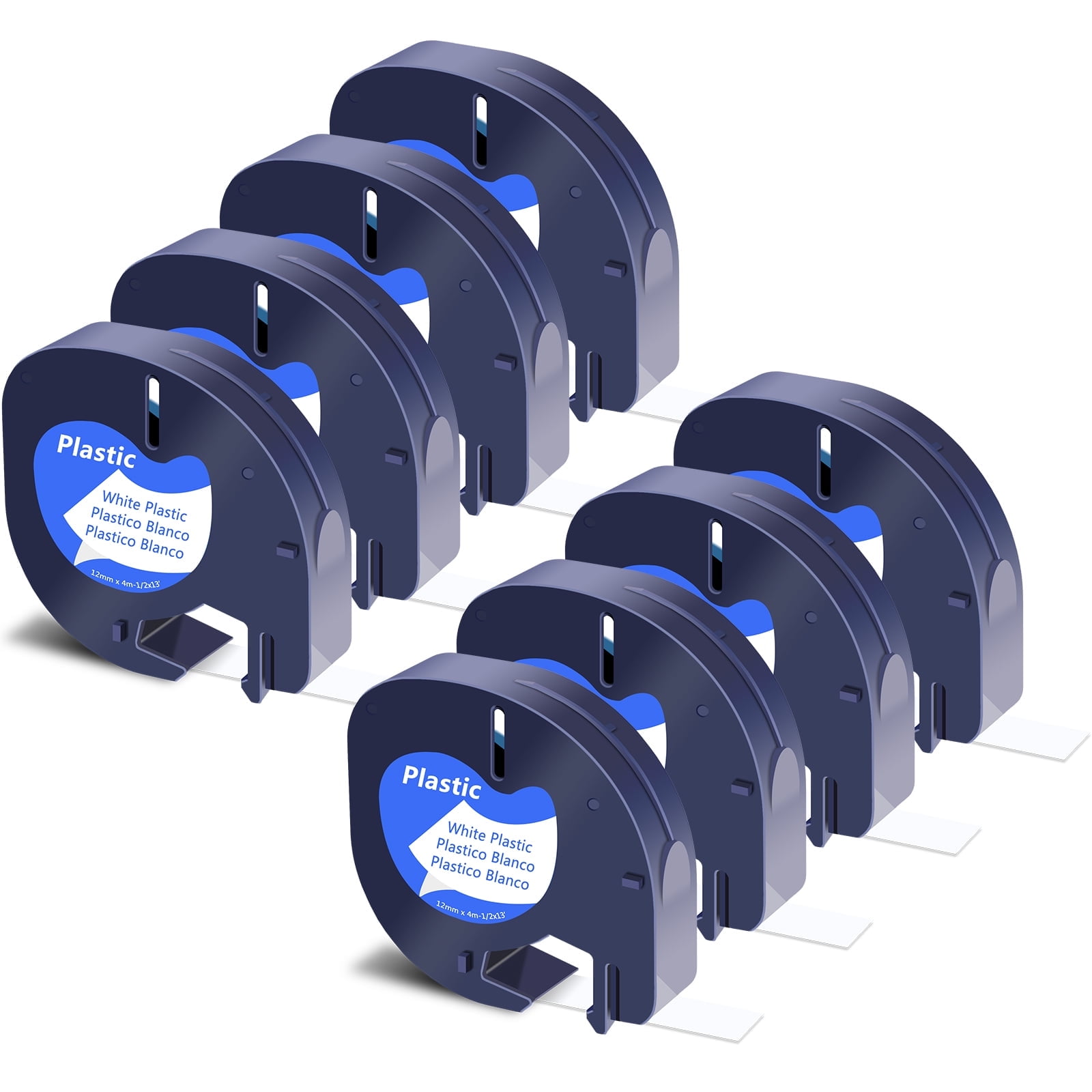 GREENCYCLE 8PK Compatible for DYMO LetraTag Refills 91331 12mm Black on White Plastic Label ...