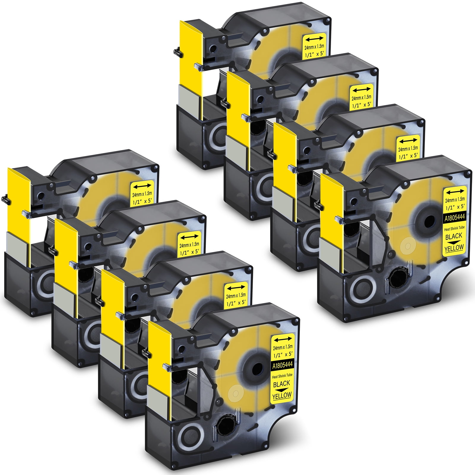 GREENCYCLE 8PK Industrial Rhino Heat Shrink Tubes Compatible for DYMO 1805444 24mm 1" Black on ...