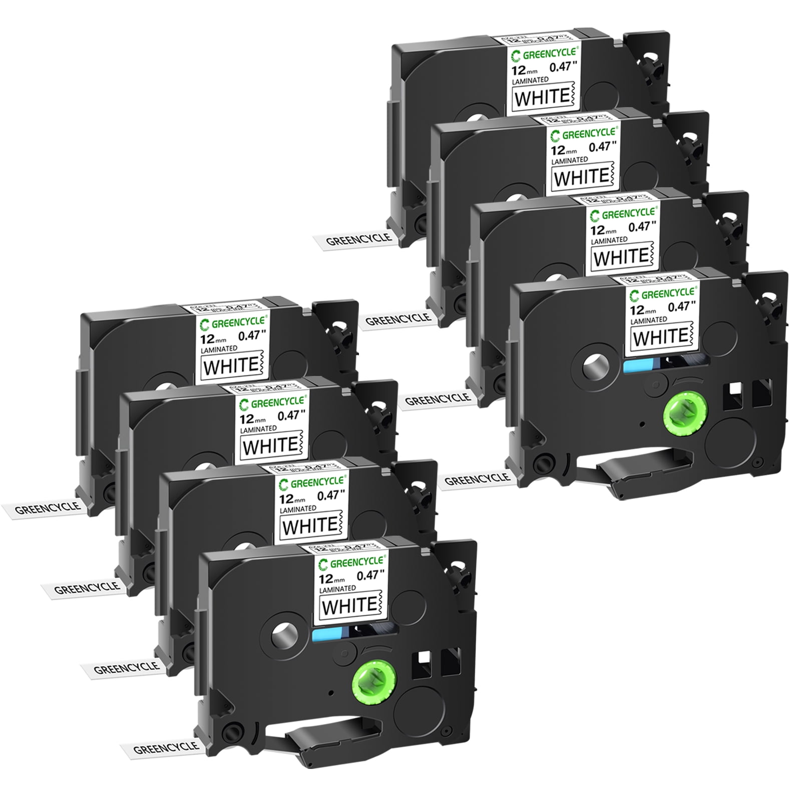 GREENCYCLE 8PK TZ-231 0.47'' 12mm Black on White Label Tape Compatible ...