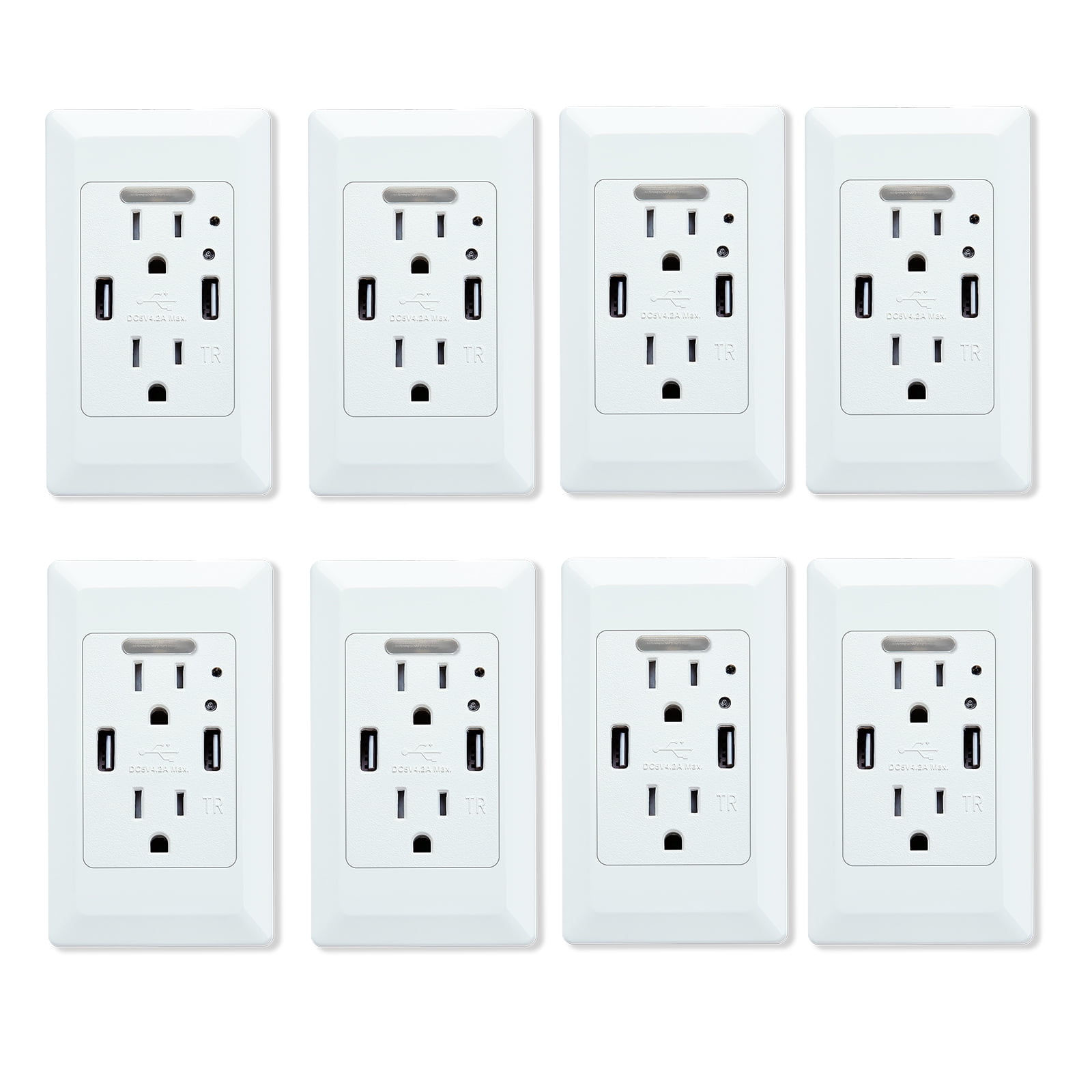 GREENCYCLE 8PK White Dual USB 4.2A Port Electric Wall Charger Power ...