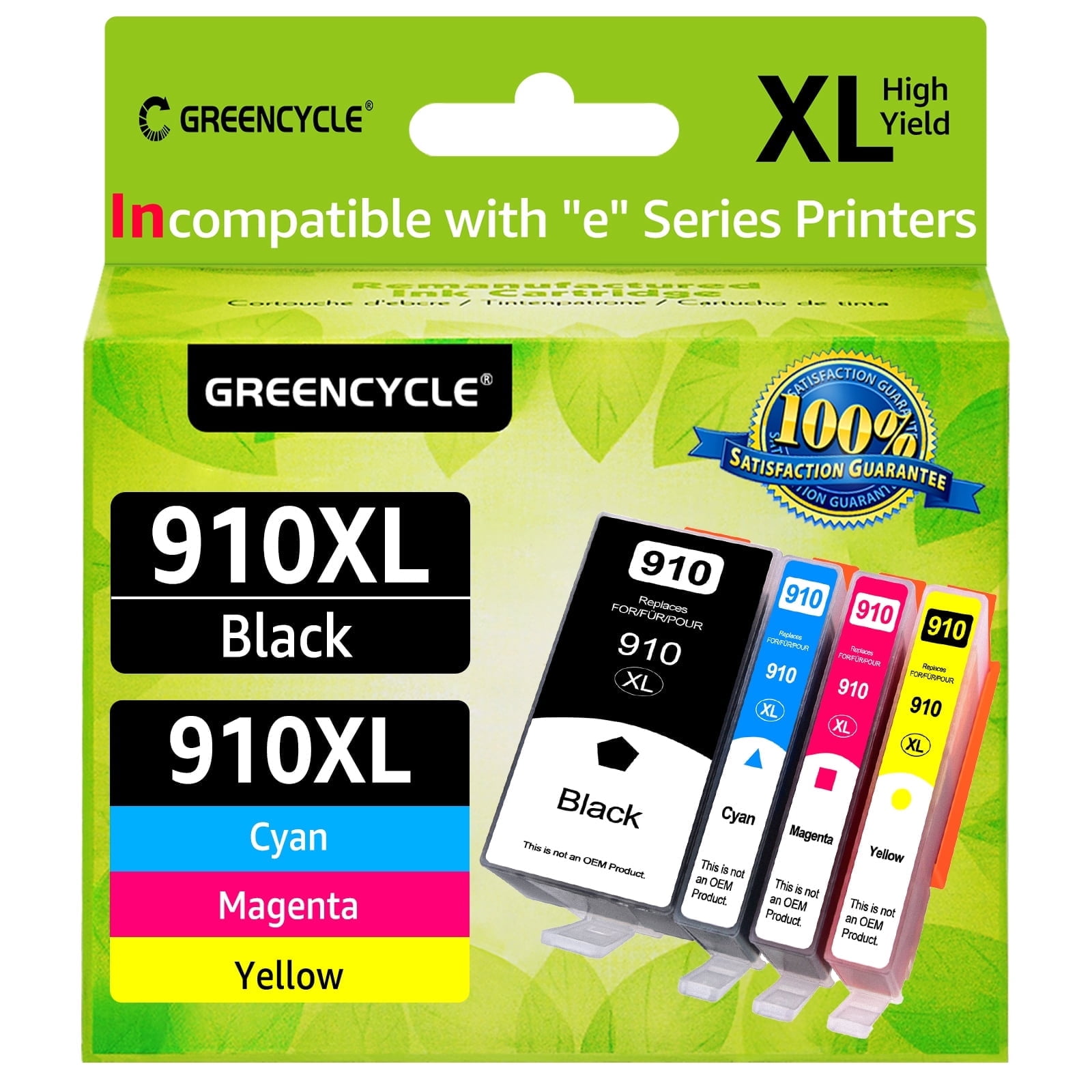 GREENCYCLE 910XL High Yield Ink Cartridges Combo Pack Replacement for ...
