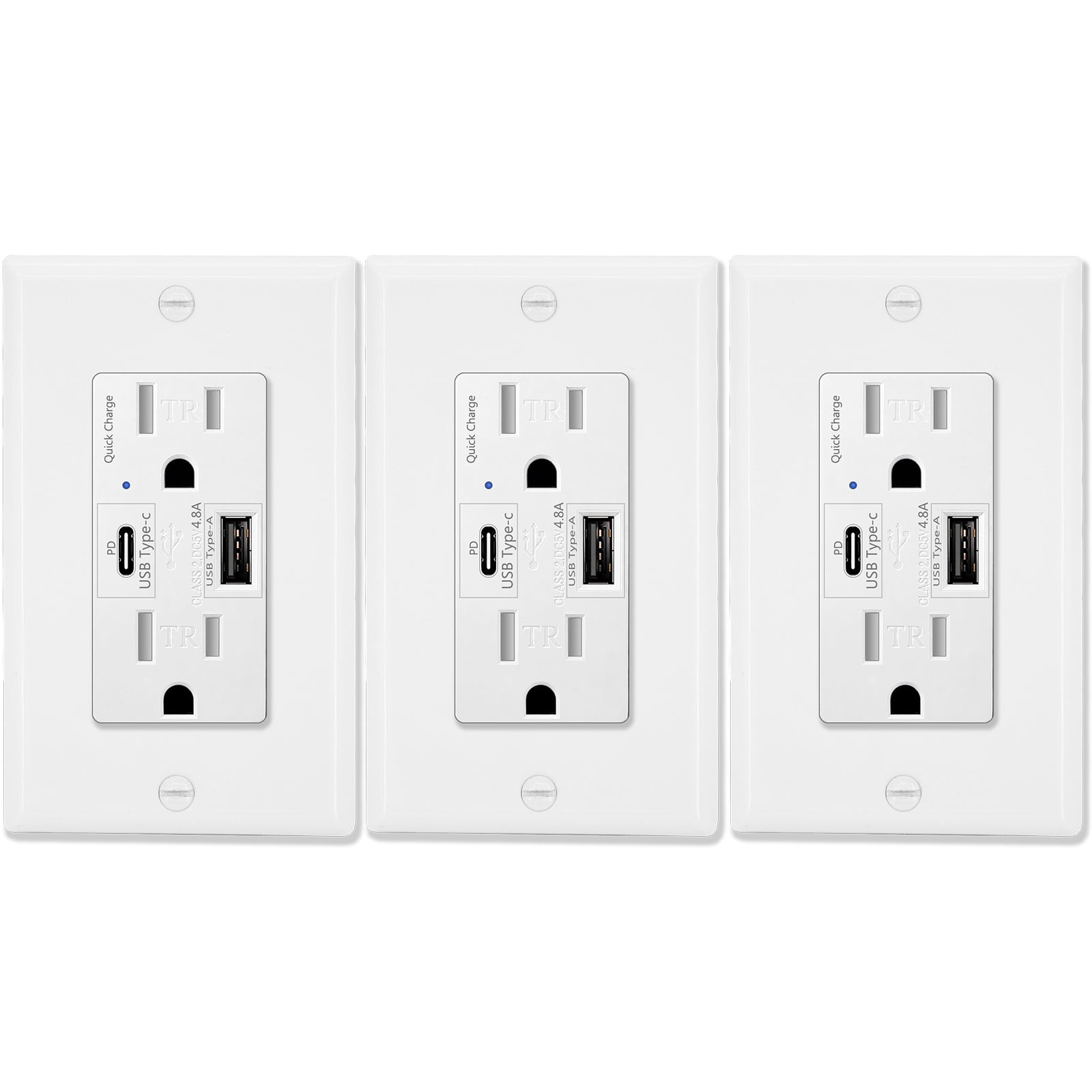 GREENCYCLE Smart 4.8A Quick Charge USB Outlets Receptacles, 15 Amp Type ...