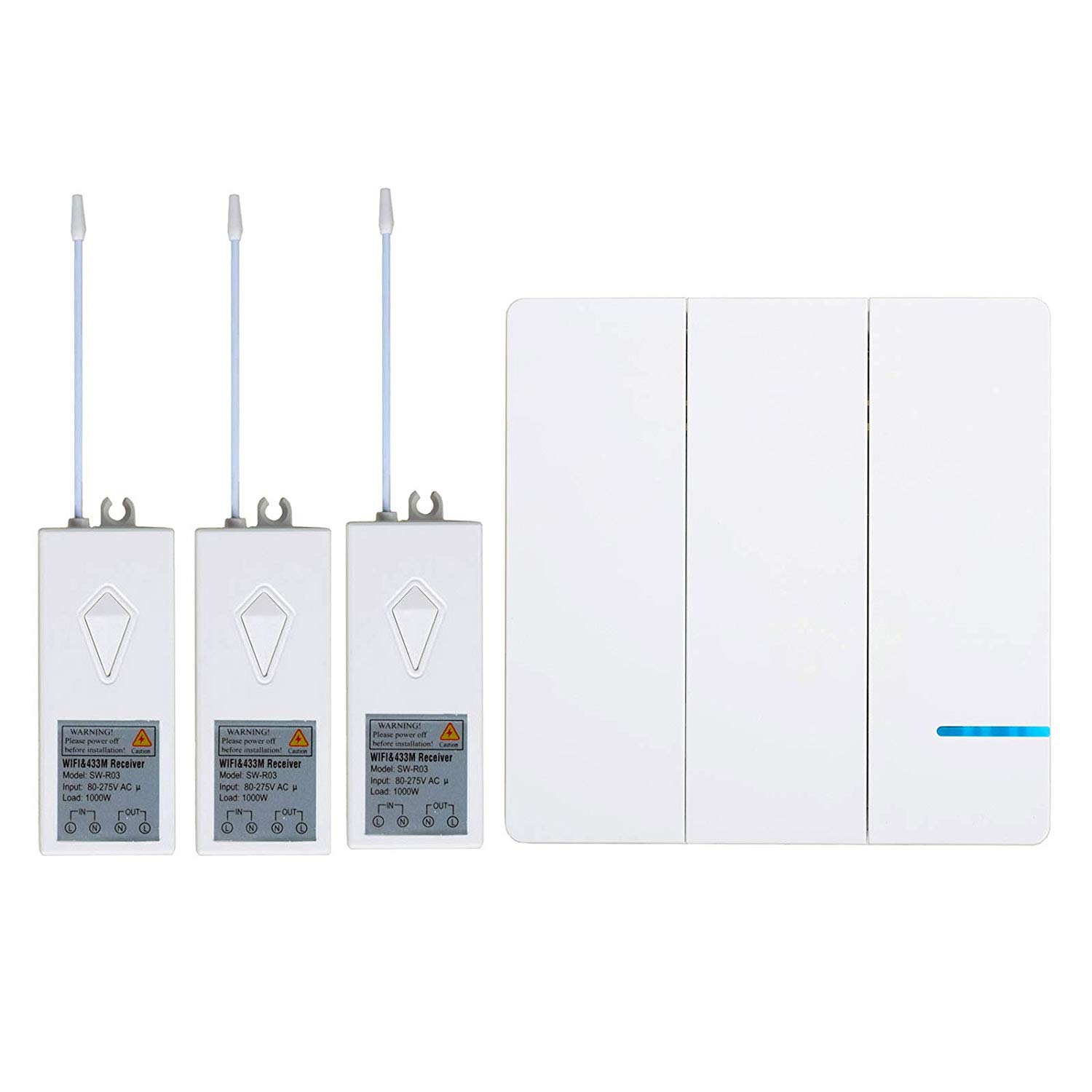 GREENCYCLE Smart Light Switch WiFi Wall Wireless 3-gang Switch + 3x ...