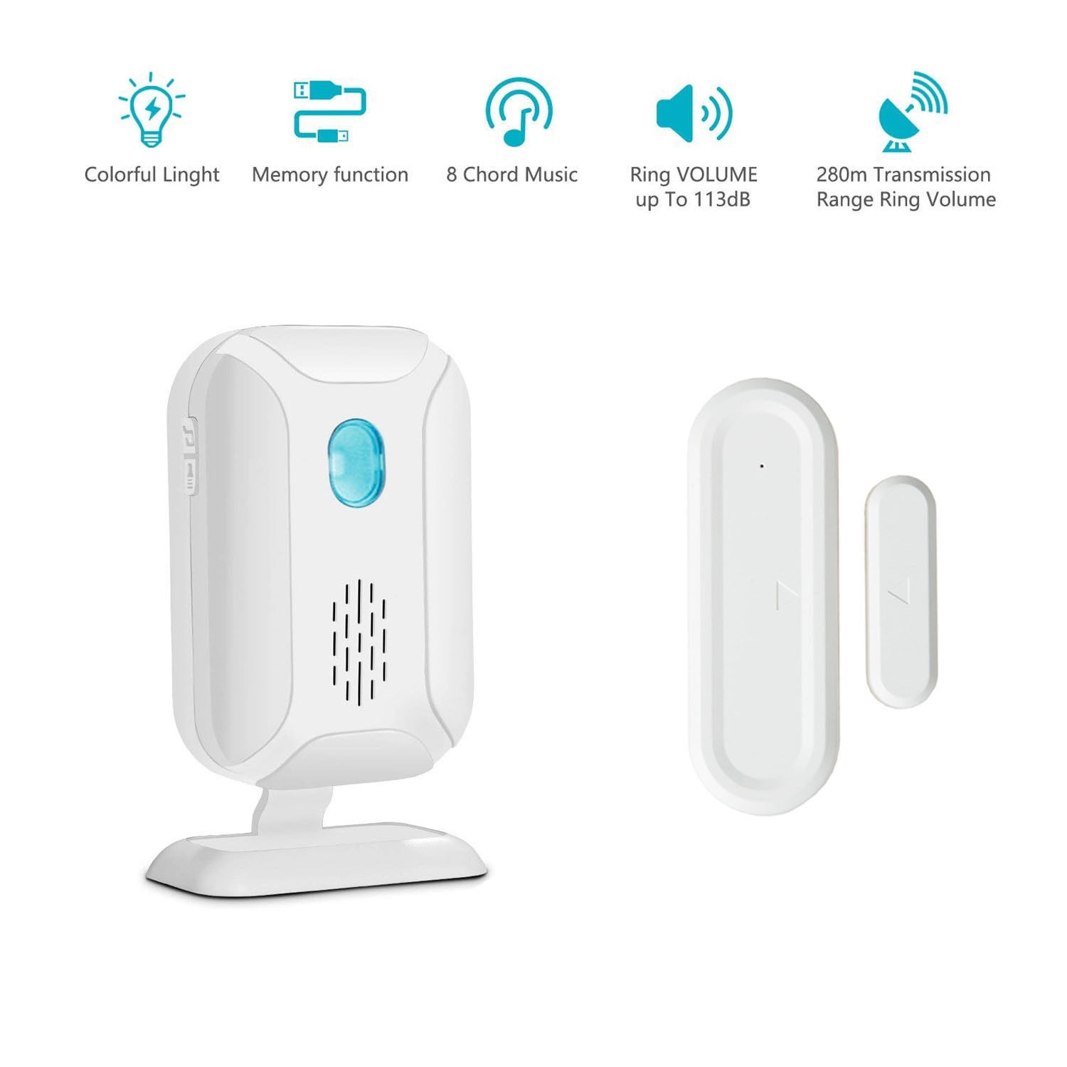 GREENCYCLE Wireless IR Motion Detector Alert (36 Chime Tunes,4 Volume ...