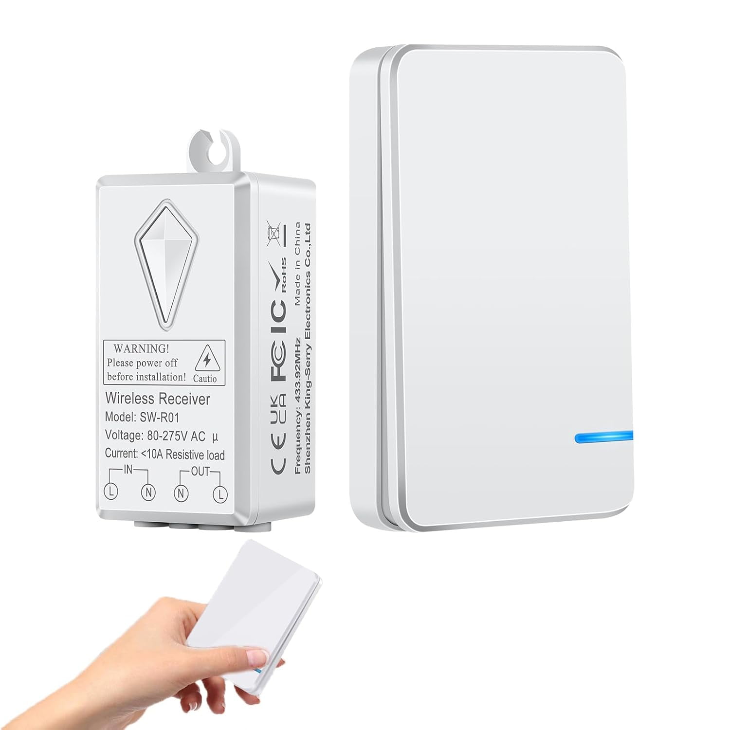 GreenCycle Wireless Light Switch and Receiver Kit, Self-Powered ...