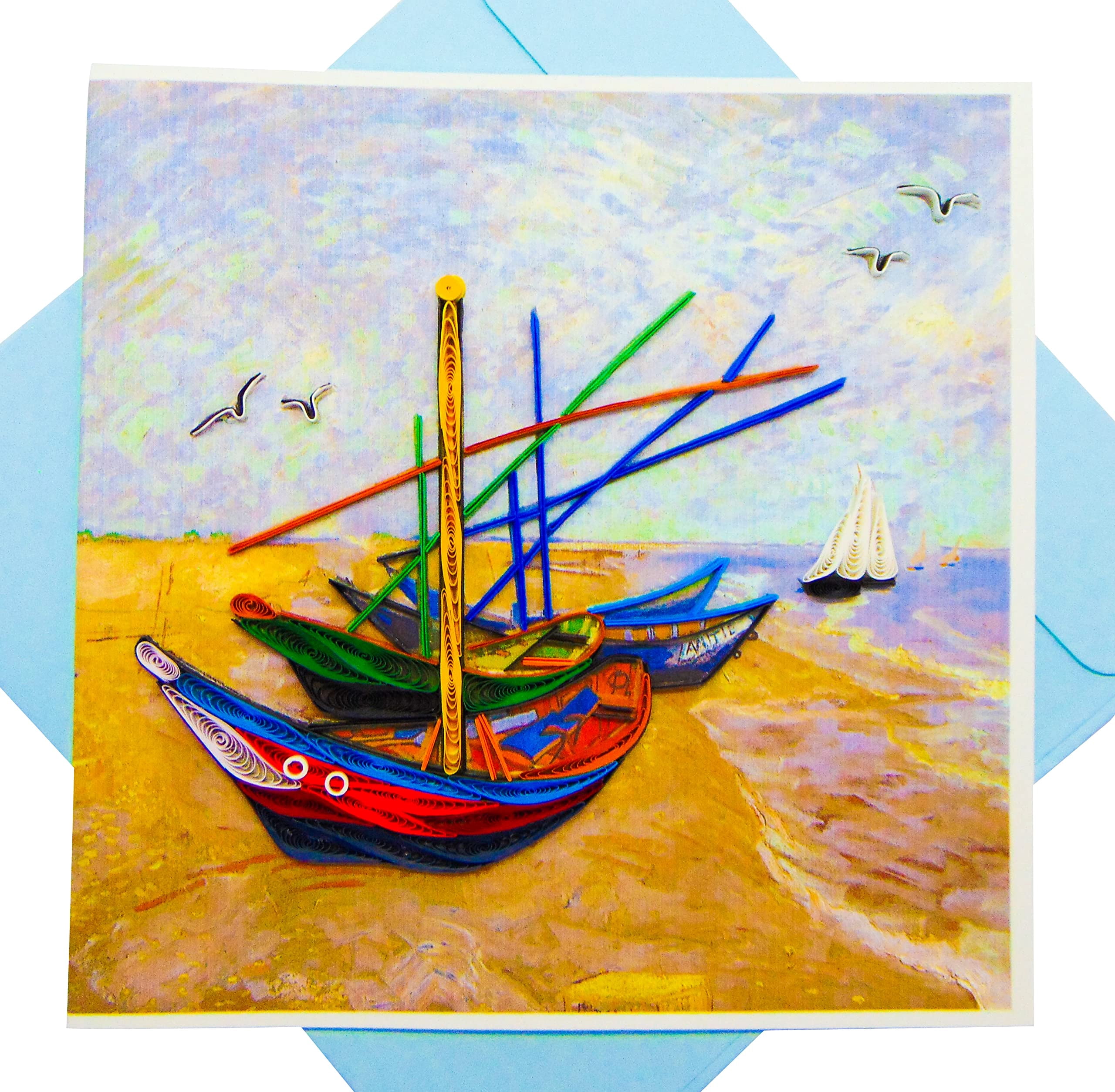 GREENHANDSHAKE Van Gogh Fishing Boats on the Beach (1888) Quilling Art ...