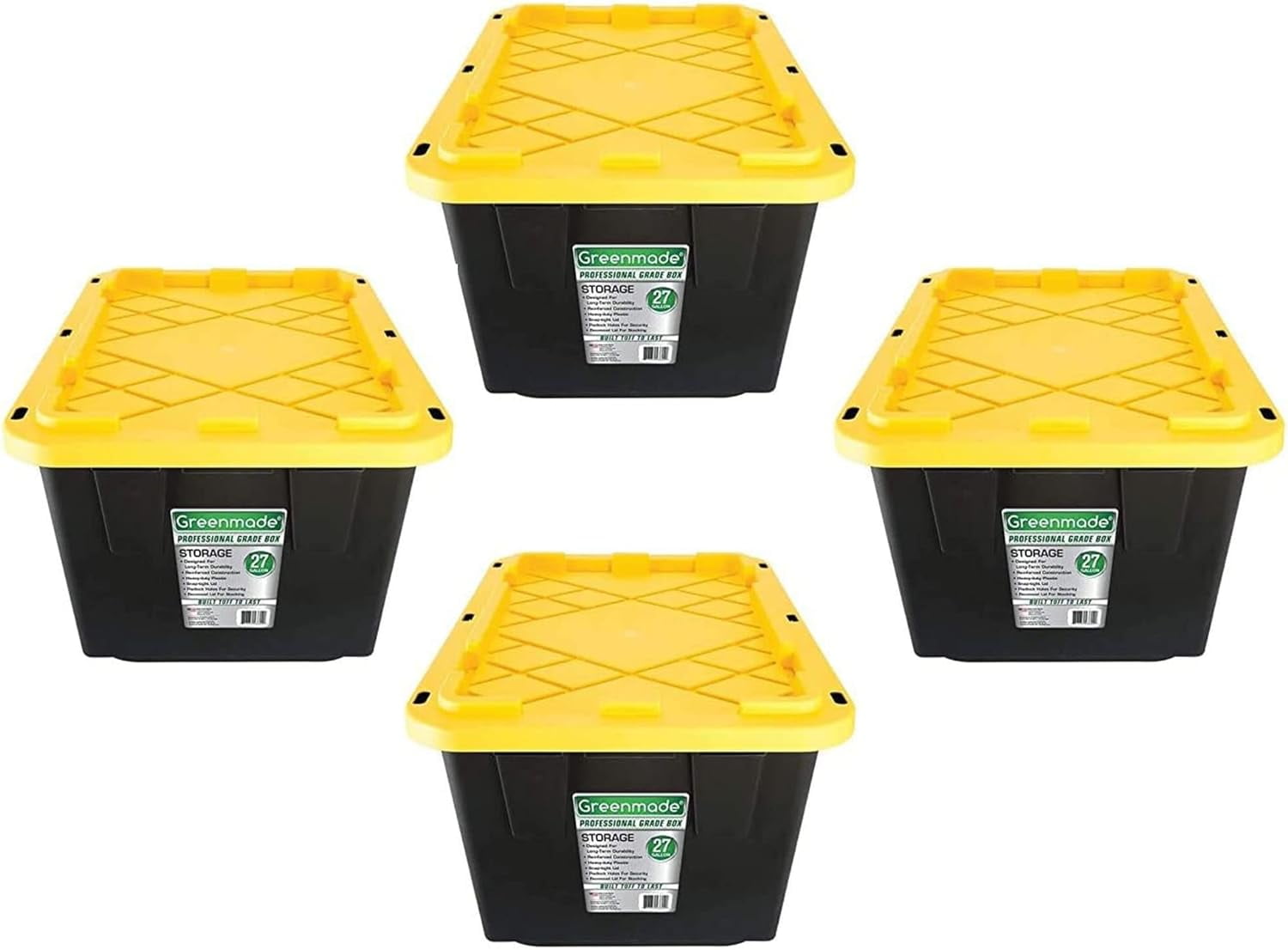 GREENMADE 27 Gallon Black & Yellow Storage Container (5-Pack) - Walmart.com