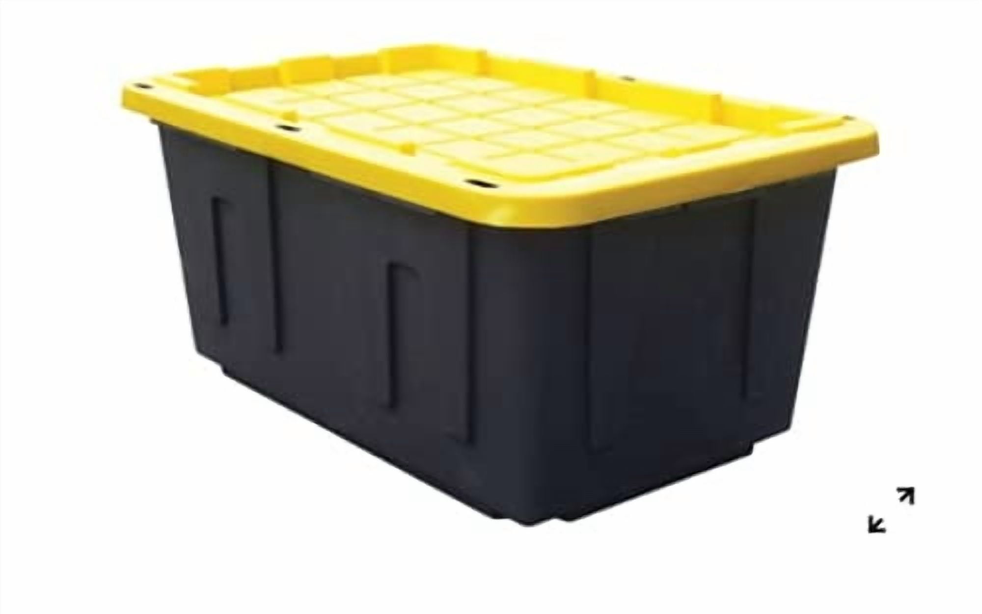 GREENMADE Extra Strong 27 Gallon, Black and Yellow Storage Bin (4pack ...
