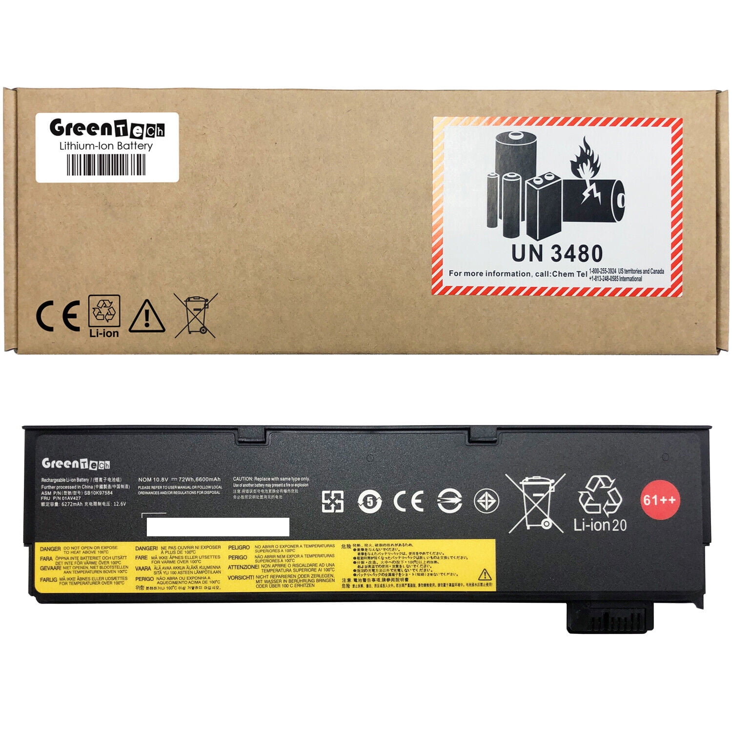 GREENTECH 4X50M08812 01AV427 BATTERY FOR THINKPAD T470 T480 T570 T580 ...