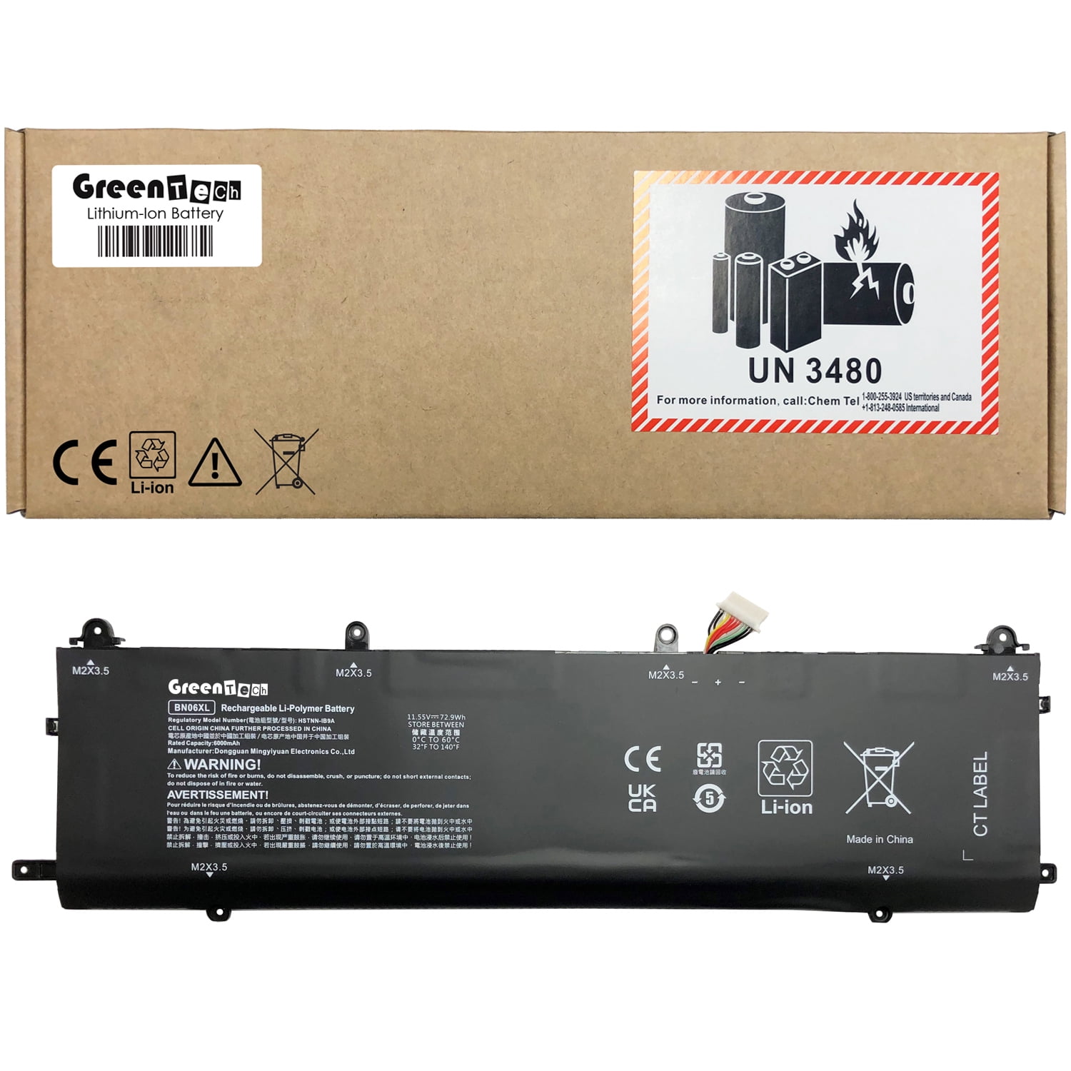 GREENTECH BN06XL L68299-005 BATTERY FOR HP SPECTRE X360 15-EB 11.55V 72 ...