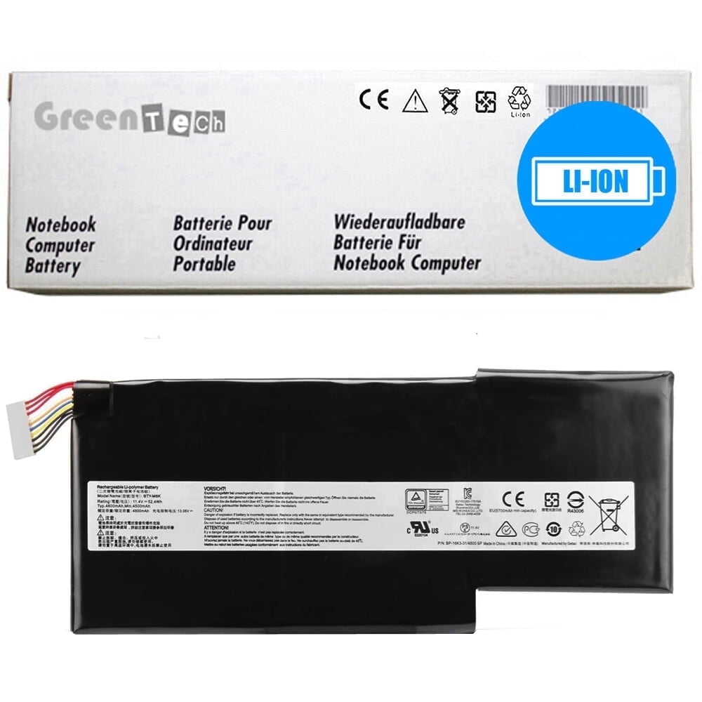 GREENTECH BTY-M6K BATTERY FOR MSI GF63 GF75 THIN GS73VR 11.4V 52.4WHR ...