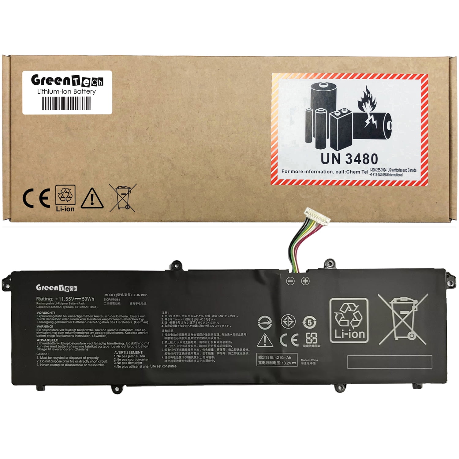 GREENTECH C31N1905 BATTERY FOR ASUS VIVOBOOK S330 S333 M433 S433 S533 ...