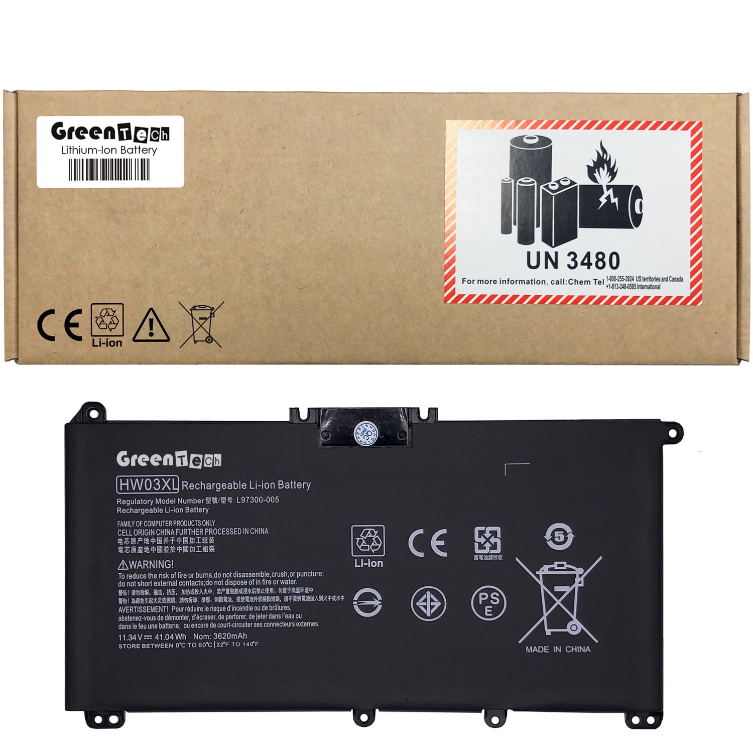 GREENTECH HW03XL L97300-005 BATTERY FOR HP 240 245 250 255 G9 HP ...