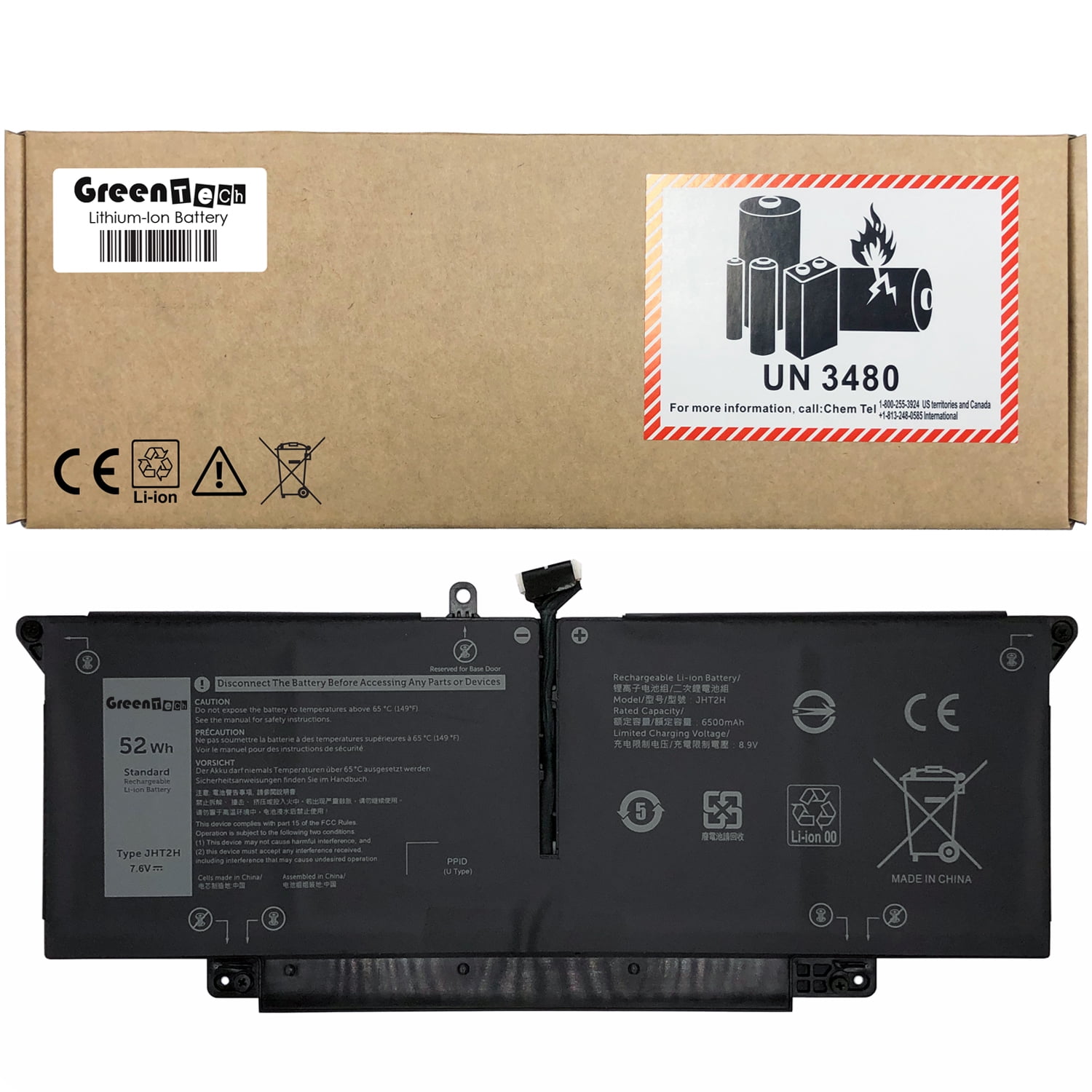 GREENTECH JHT2H BATTERY FOR DELL LATITUDE 7310 LATITUDE 7410 7.6V 52WHR ...
