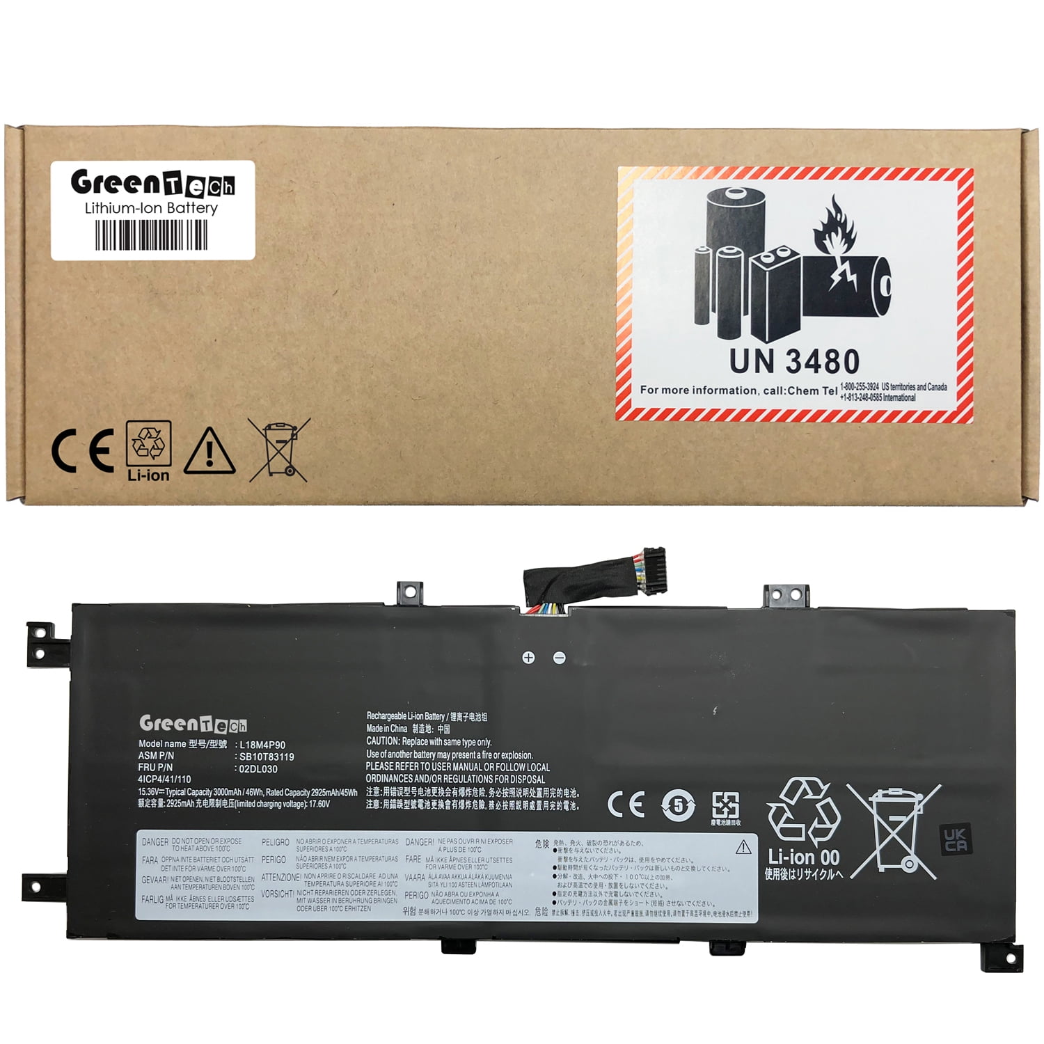 GREENTECH L18M4P90 02DL030 BATTERY FOR LENOVO THINKPAD L13 YOGA 46WHR ...