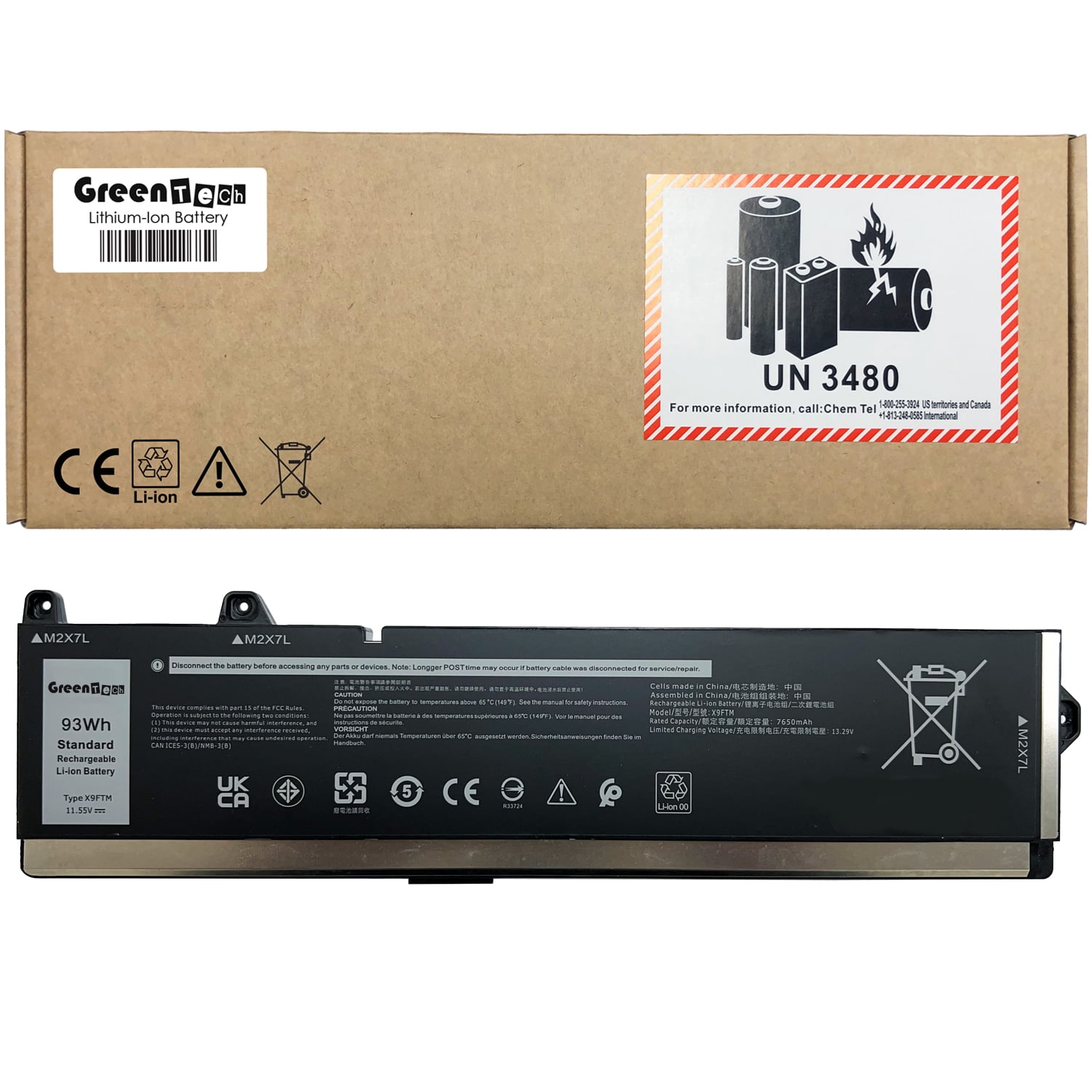 GREENTECH X9FTM BATTERY FOR DELL PRECISION 7670, 7680, 7770, 7780 93WH ...