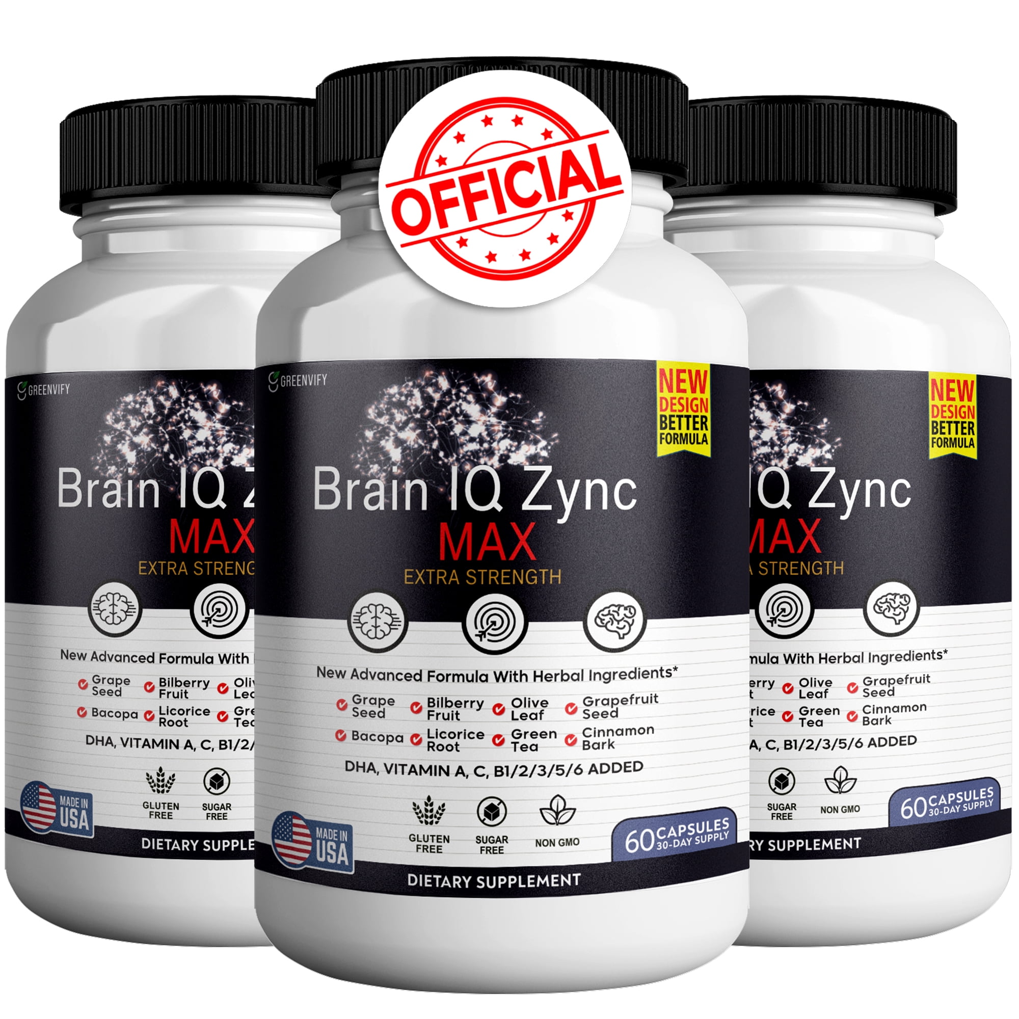 GREENVIFY Brain IQ Zync Max - Natural Brain Support Supplement for Memory, Focus & Clarity ...