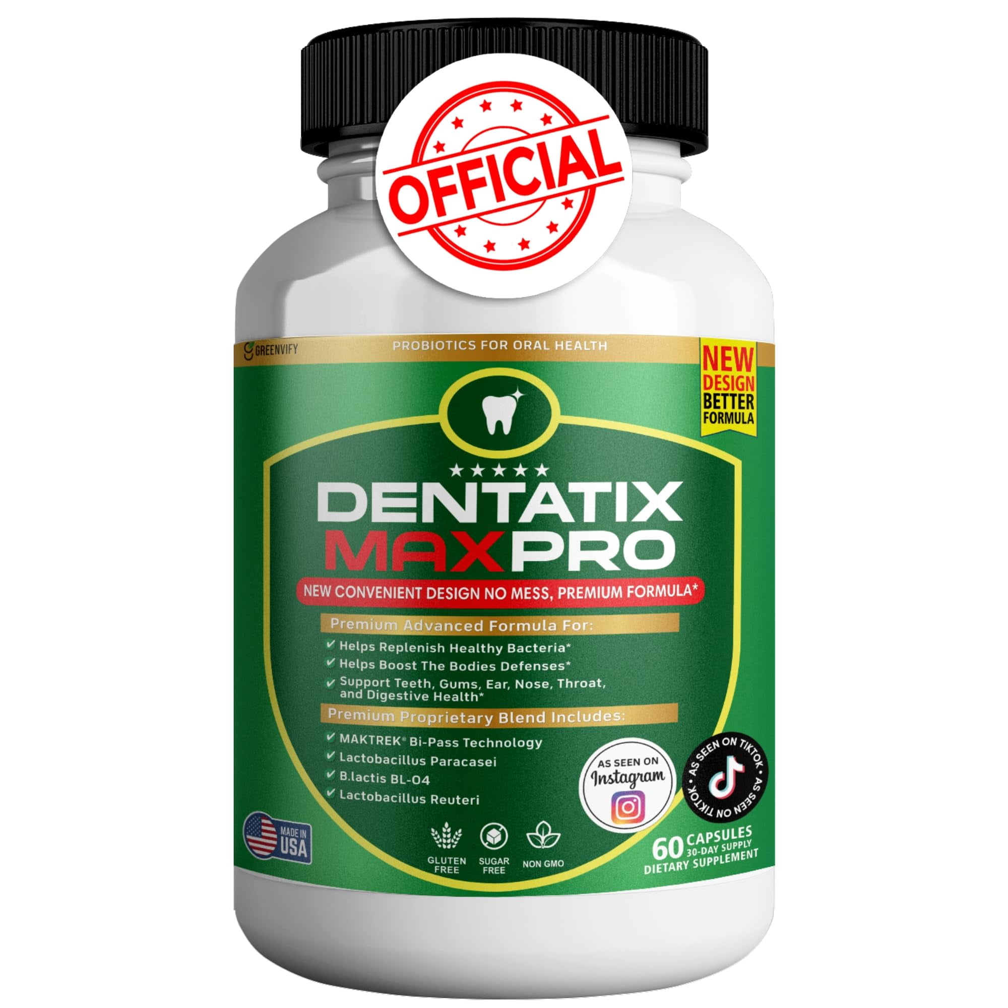 GREENVIFY Dentatix Max Pro Oral Probiotic Supplement, 40 Billion CFU ...