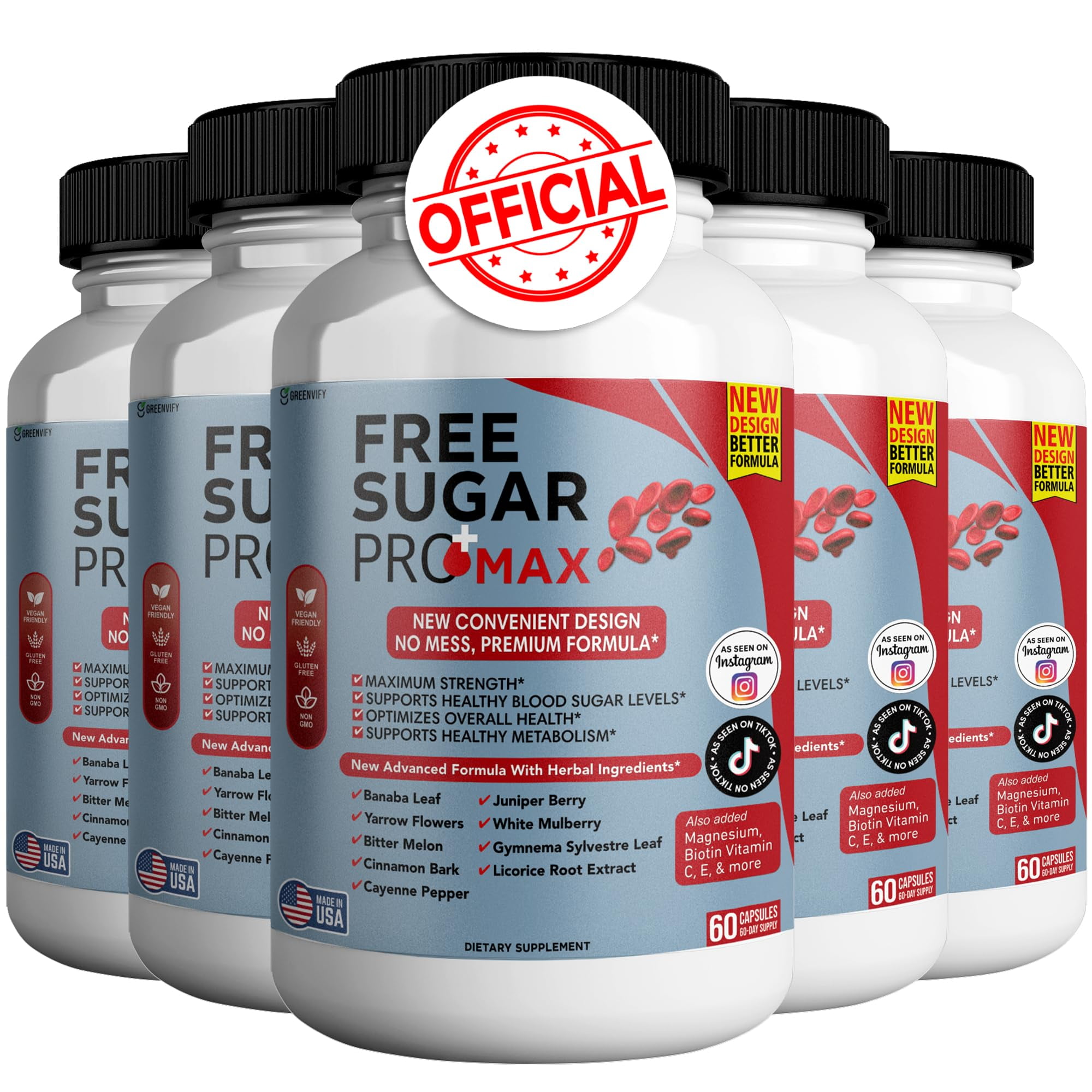 GREENVIFY Free Sugar Pro Max All Natural Formula to Maintain Healthy Levels, Maximum Strength ...