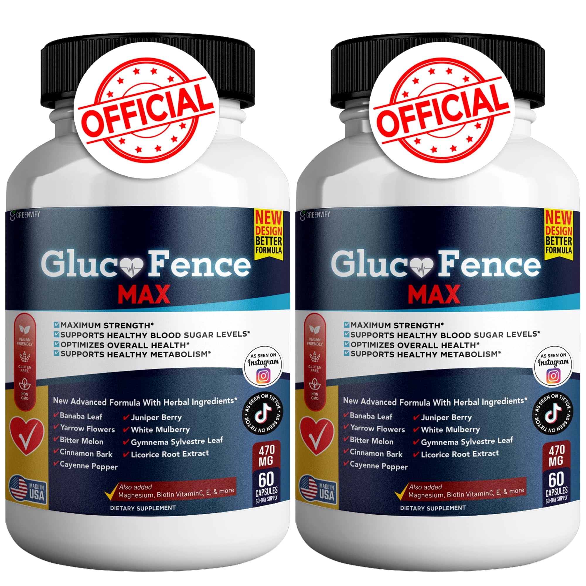 GREENVIFY Gluco Fence Max All Natural Formula 120 Count, 60 Count ...