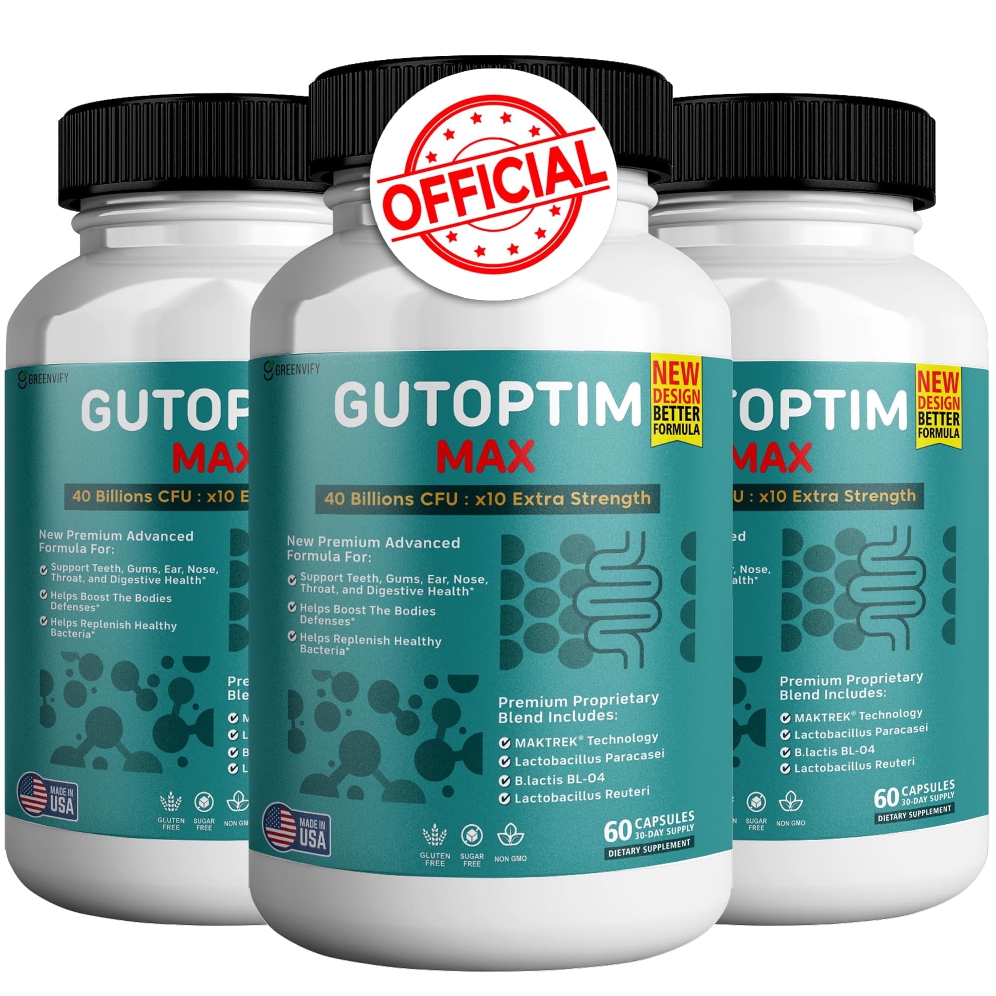 GutOptim Max Supplement for Gums &Teeth Health - 40 Billion CFU ...