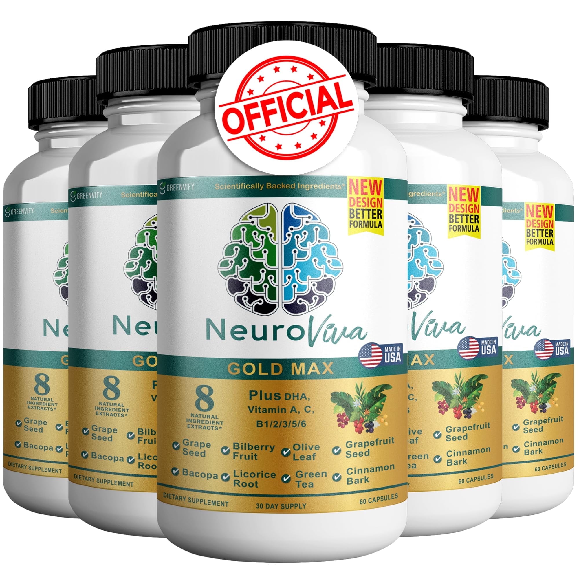 GREENVIFY Neuroviva Gold Max Plus Brain Supplement for Memory and Focus ...
