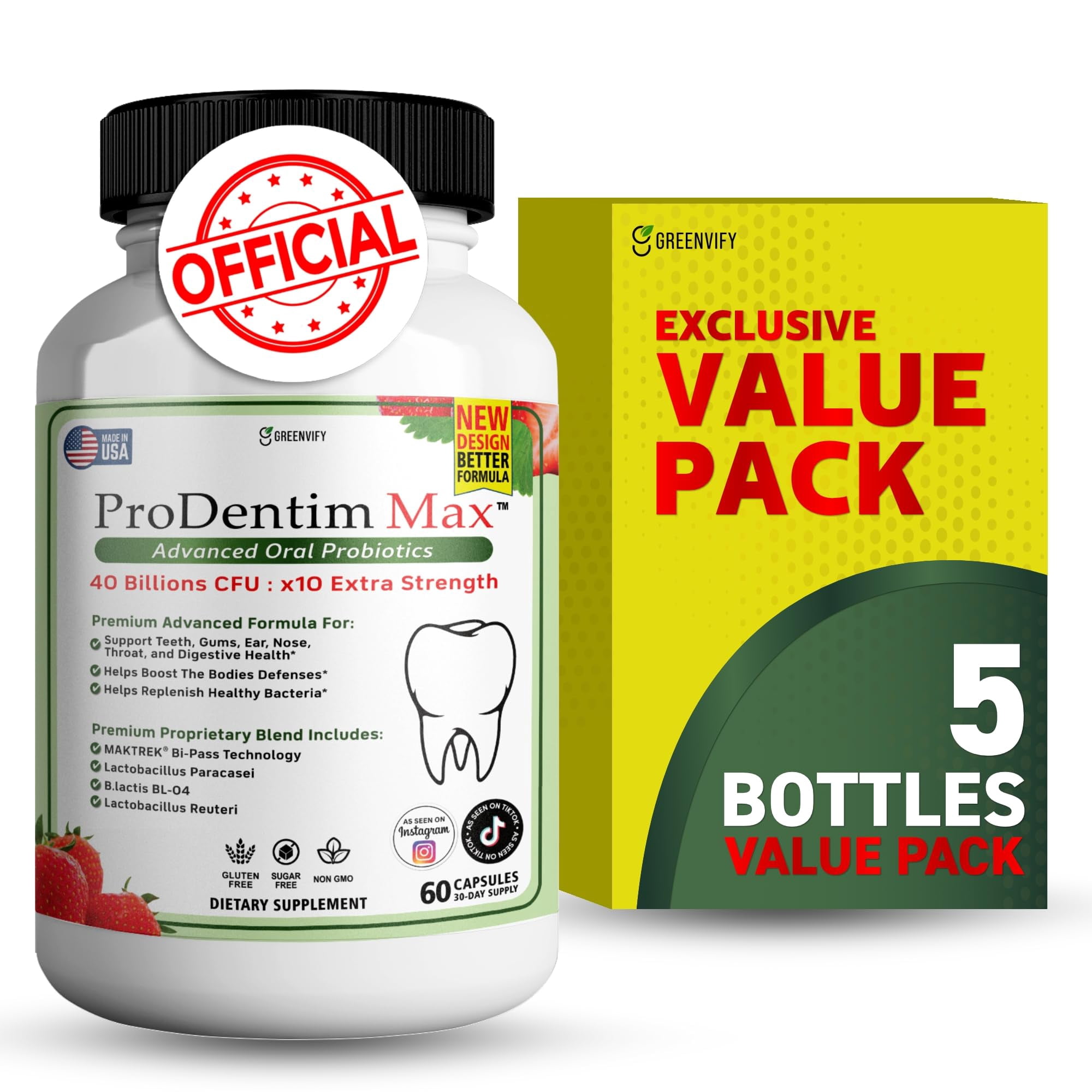 Pro Dentim Max Oral Probiotic Supplement – Advanced Dental & Gum Health ...
