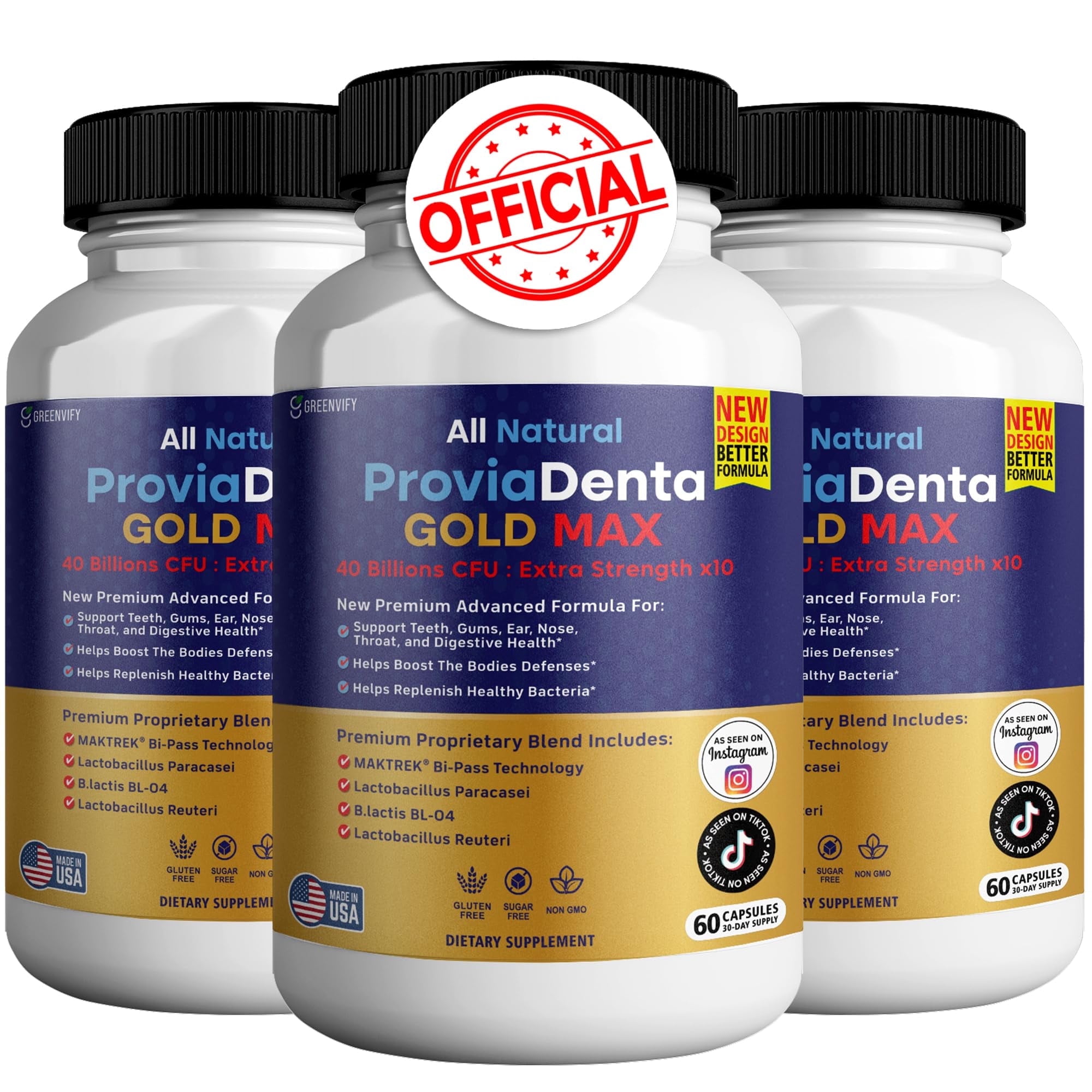 Proviadenta Gold Max Oral Probiotic Support Supplement for Gums-Teeth ...