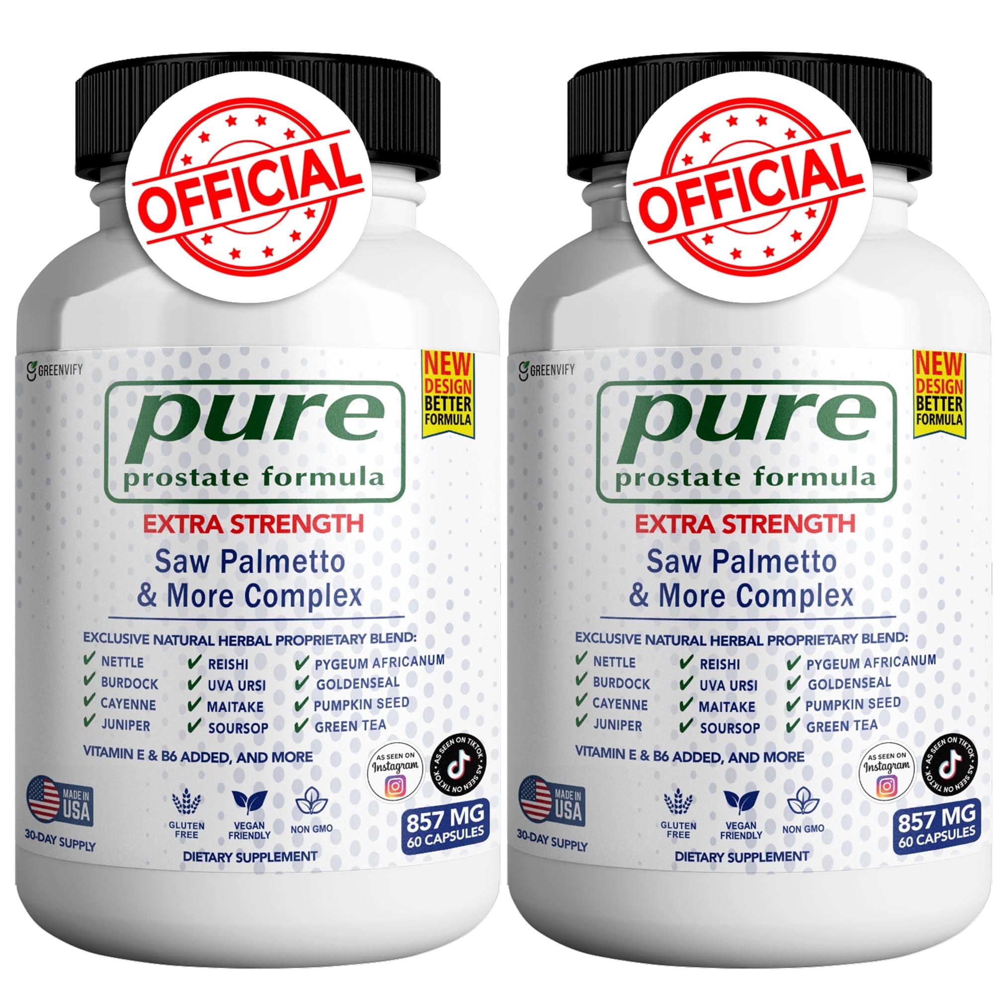 GREENVIFY Pure Prostate Formula Saw Palmetto & More Complex 857 mg Prostate Supplements for Men ...