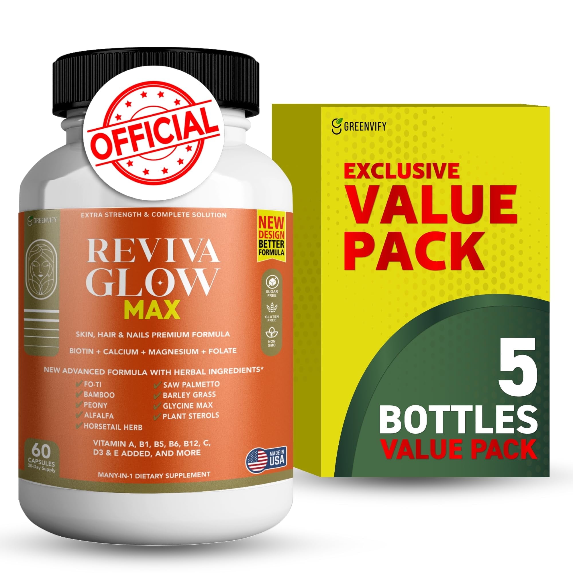 GREENVIFY Reviva Glow Max – Hair, Skin & Nails Support Supplement ...