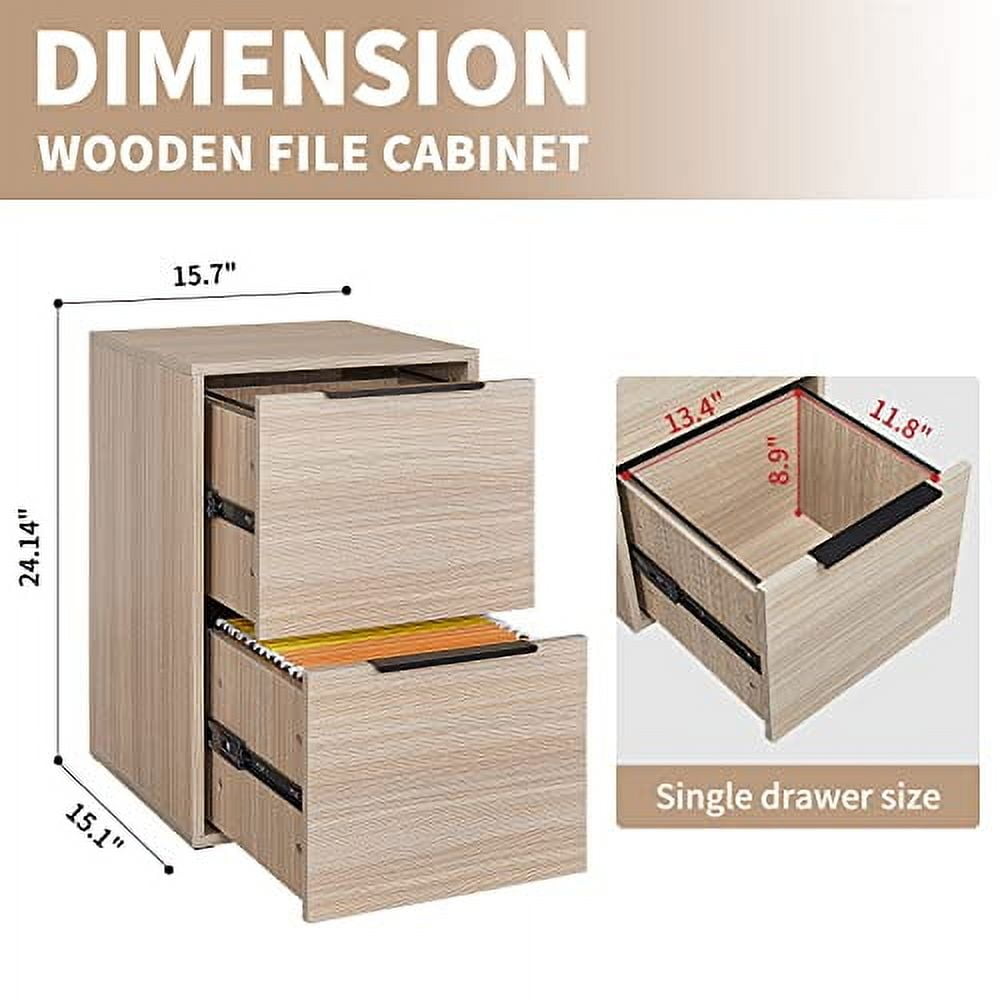 GREETMEET Wooden File Cabinet with 2 Drawer,Vertical Storage Filing ...