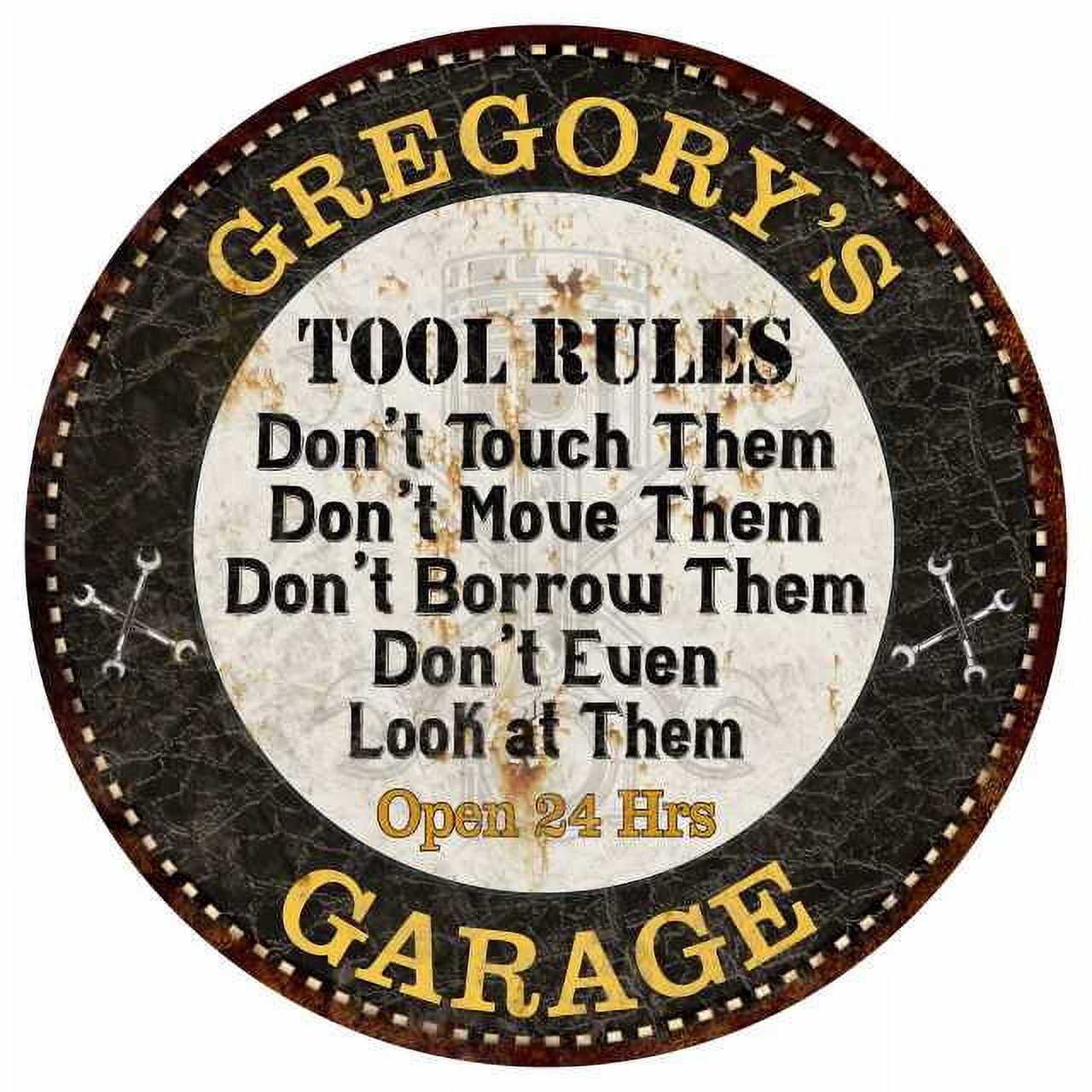 GREGORY'S Garage Rules 14" Round Metal Sign Garage Bar Wall Decor ...