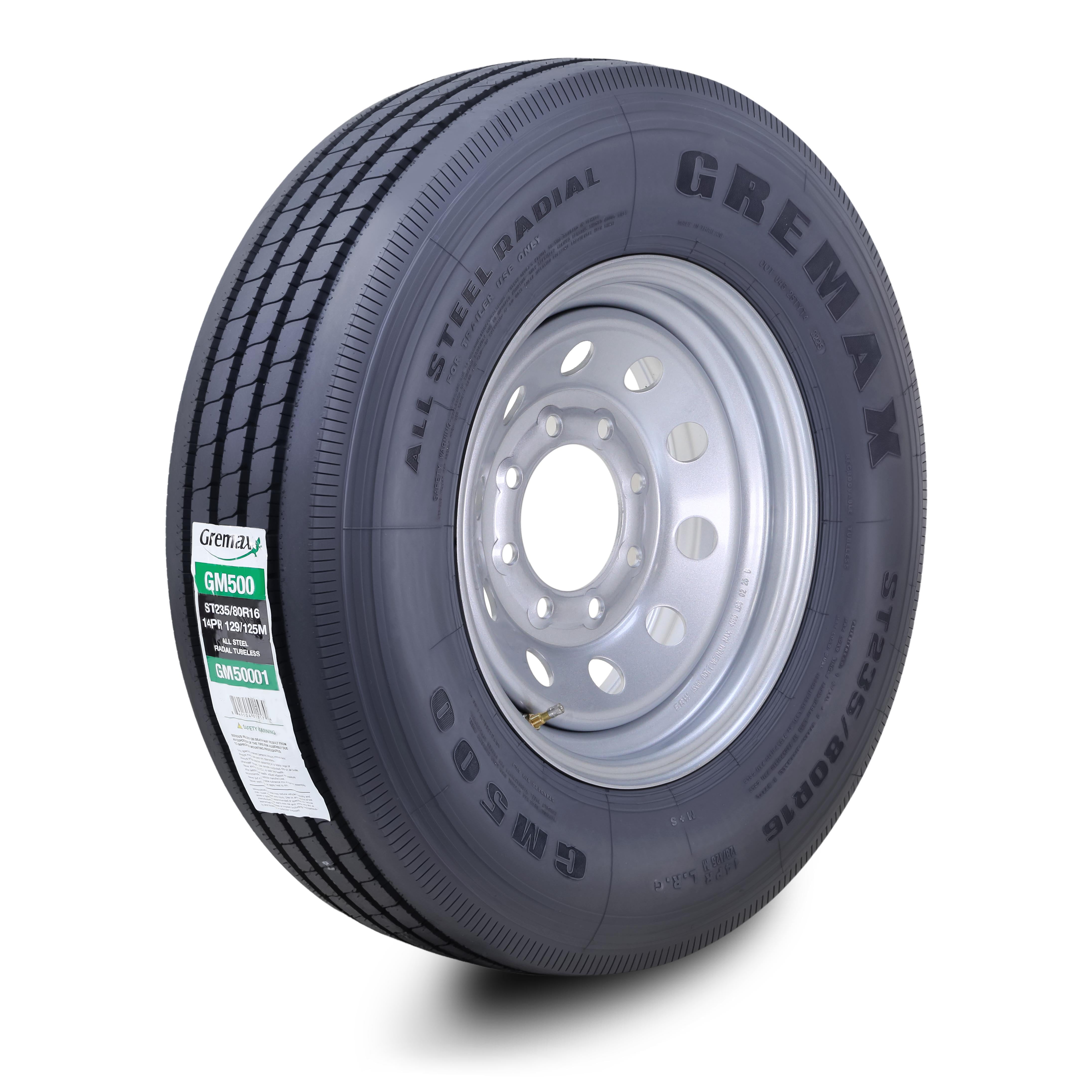 GREMAX All Steel Trailer Tire & wheel ST235/80R16 14-Ply G 129M 8 Lug ...