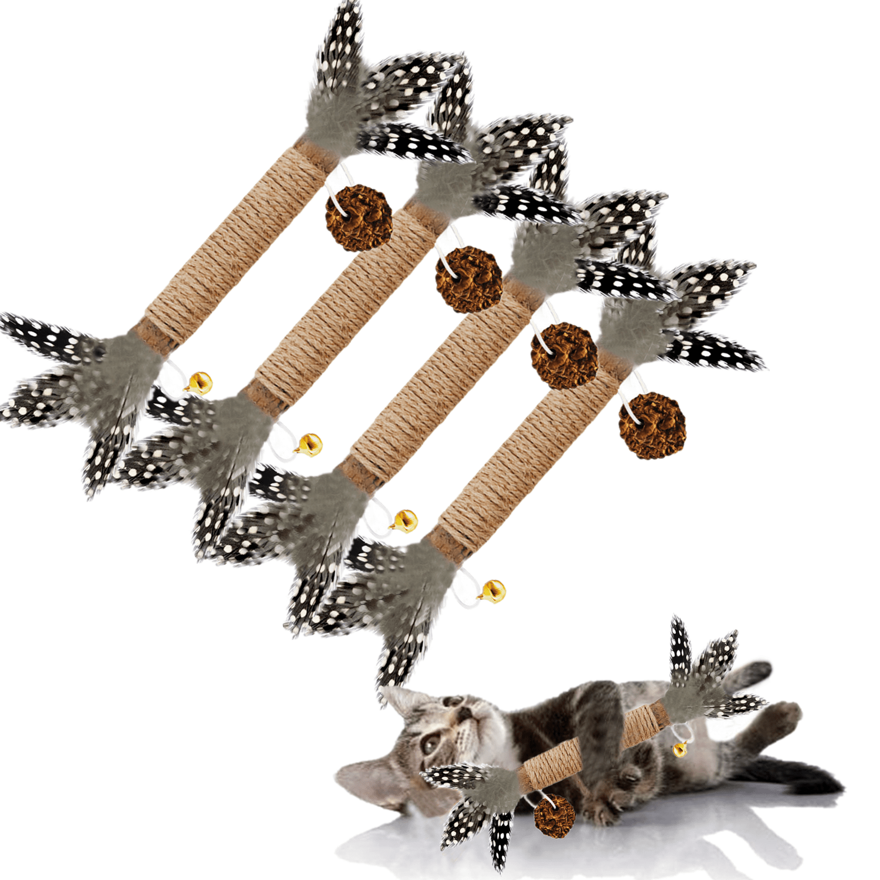 GREMBEB 4Pack Cat Toys Feather Catnip Treat Silvervine Toy Kitten Chew ...