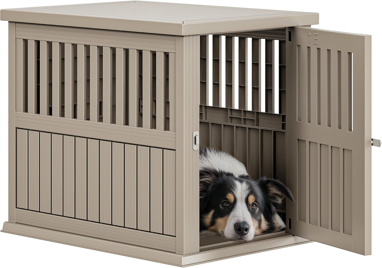 GREOKL Plastic Dog Crate/House, Indoor & Outdoor Dog Kennel with Lift ...